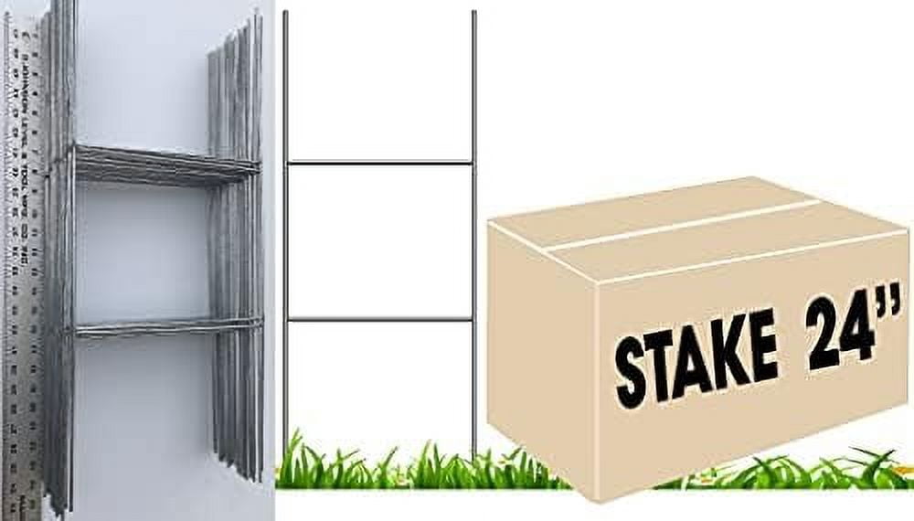 100 Metal Stake 10 x 24 inch x 9 Gauges Galvanized Wire Signs Stake use ...