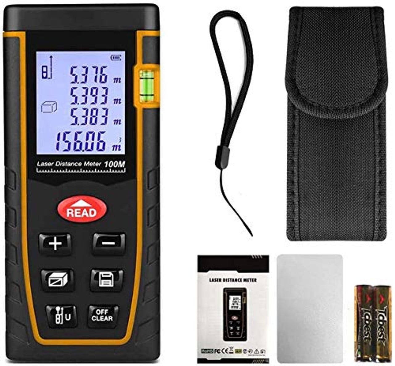 100 Meter Classic Laser Measure Finder Mute Laser Distance Meter with 2 ...