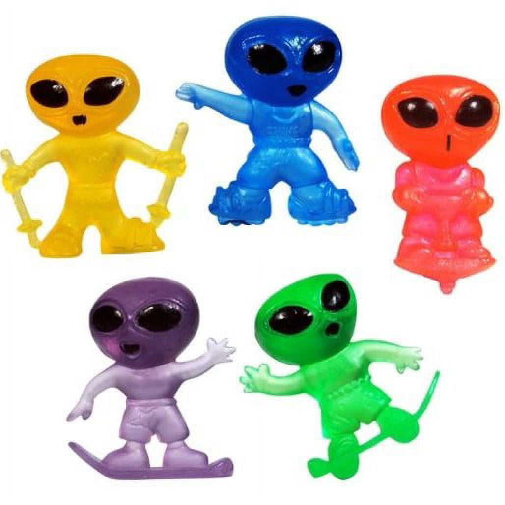 Mini Alien 100 Mini 1" Tall Figurines, 5 Colors, 5 Poses, Party Favors ...
