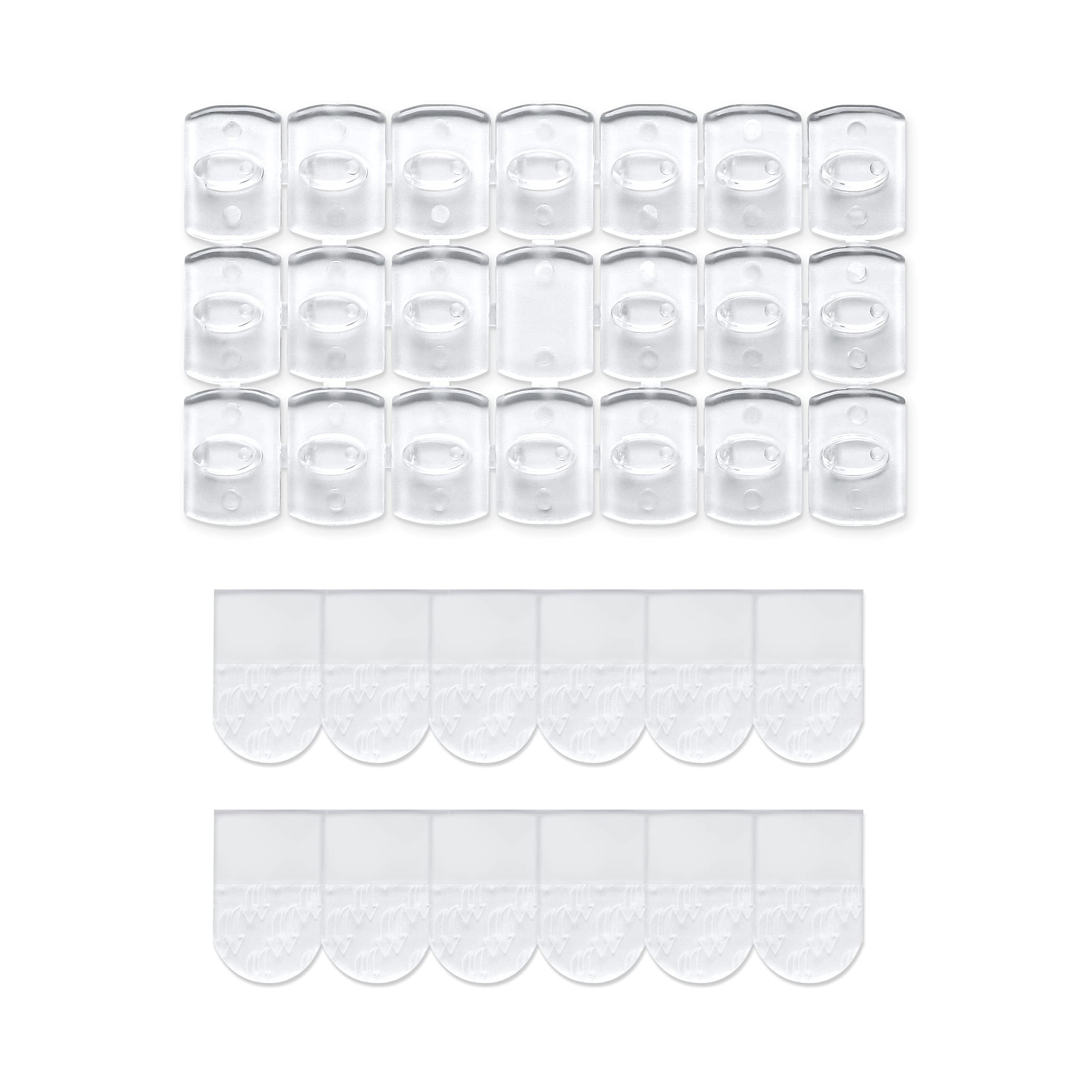 100 Mini Clear Light Clips with 120 Adhesive Strips, Damage-Free Indoor ...
