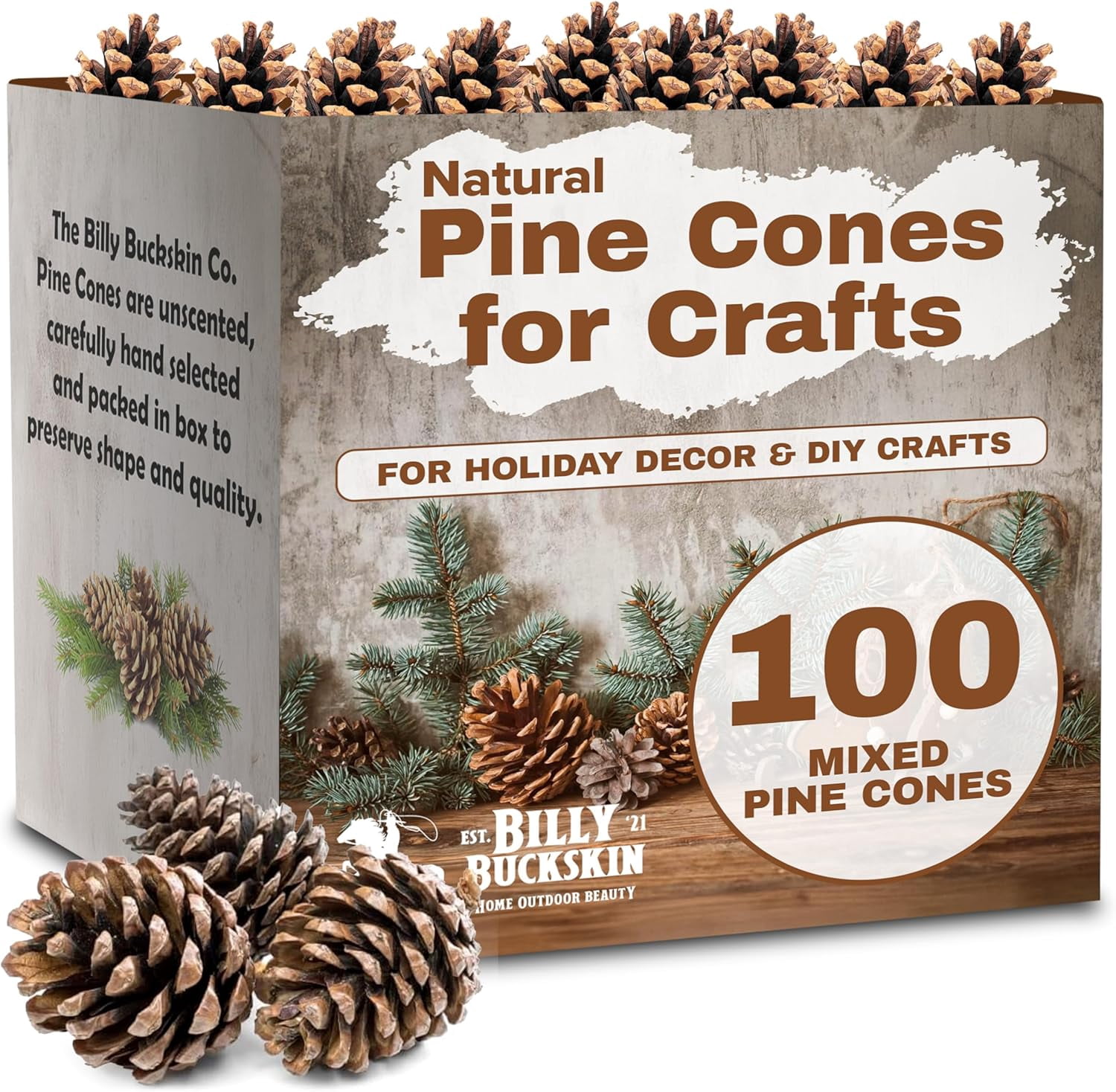 100 Mix Size Natural Pine Cones for Decorating - 50 Medium & Small ...