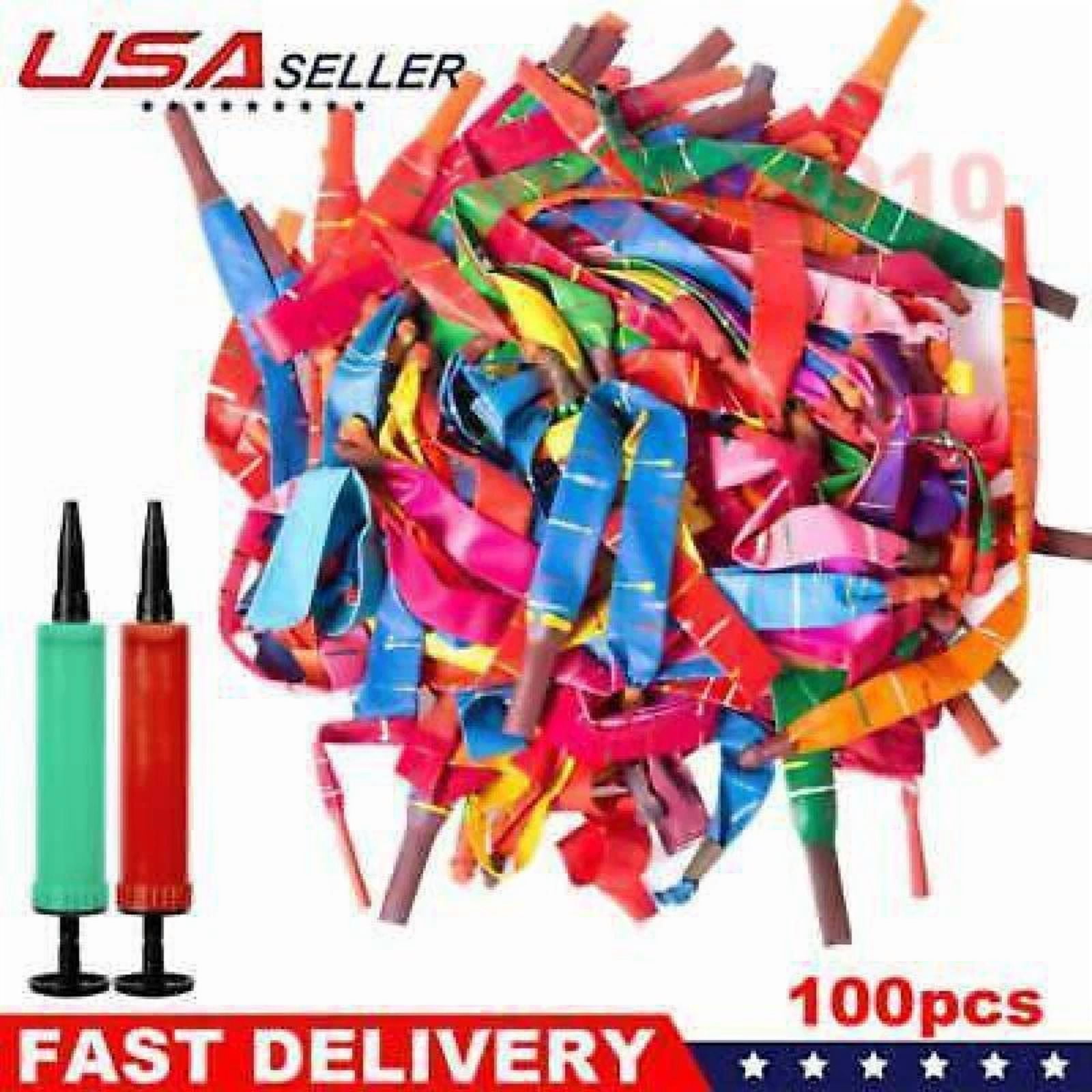 100 Mixed Color Long Latex Rocket Balloon Flying Squeaking With Pump ...