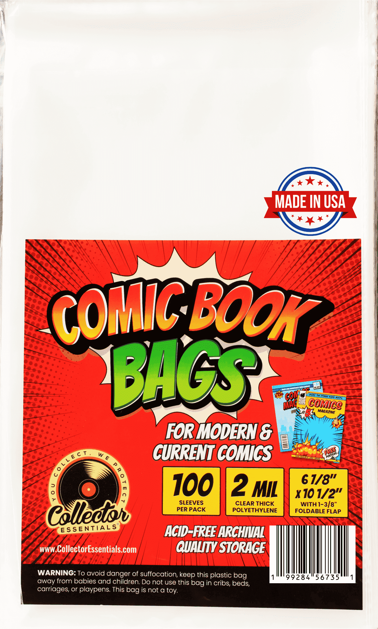 Title: Collector Essentials Modern Comic Book Storage Bags, 100 pack ...