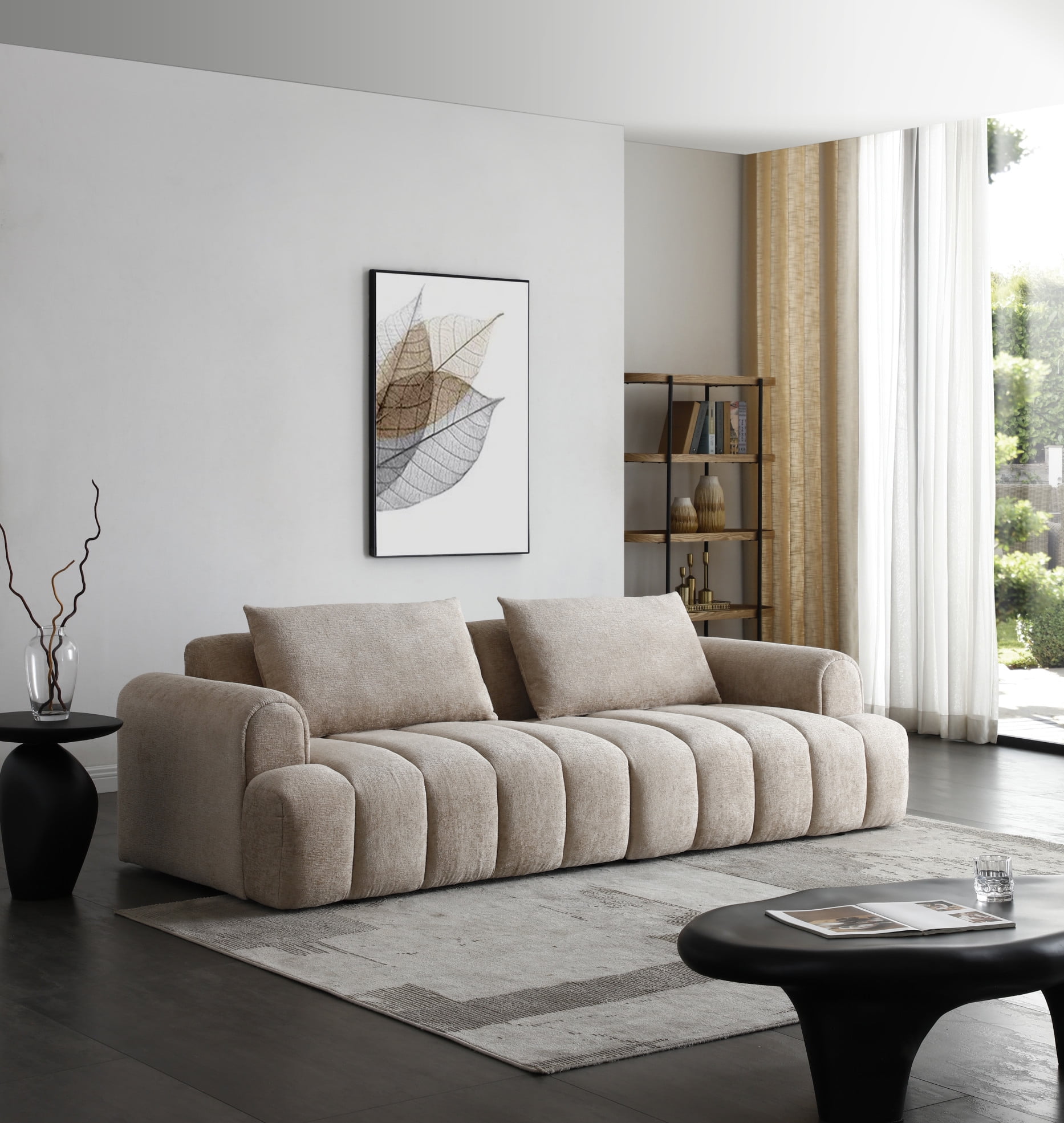 100" Modular Sectional Sofa, Comfy Chenille Velvet Upholstered Sofa ...