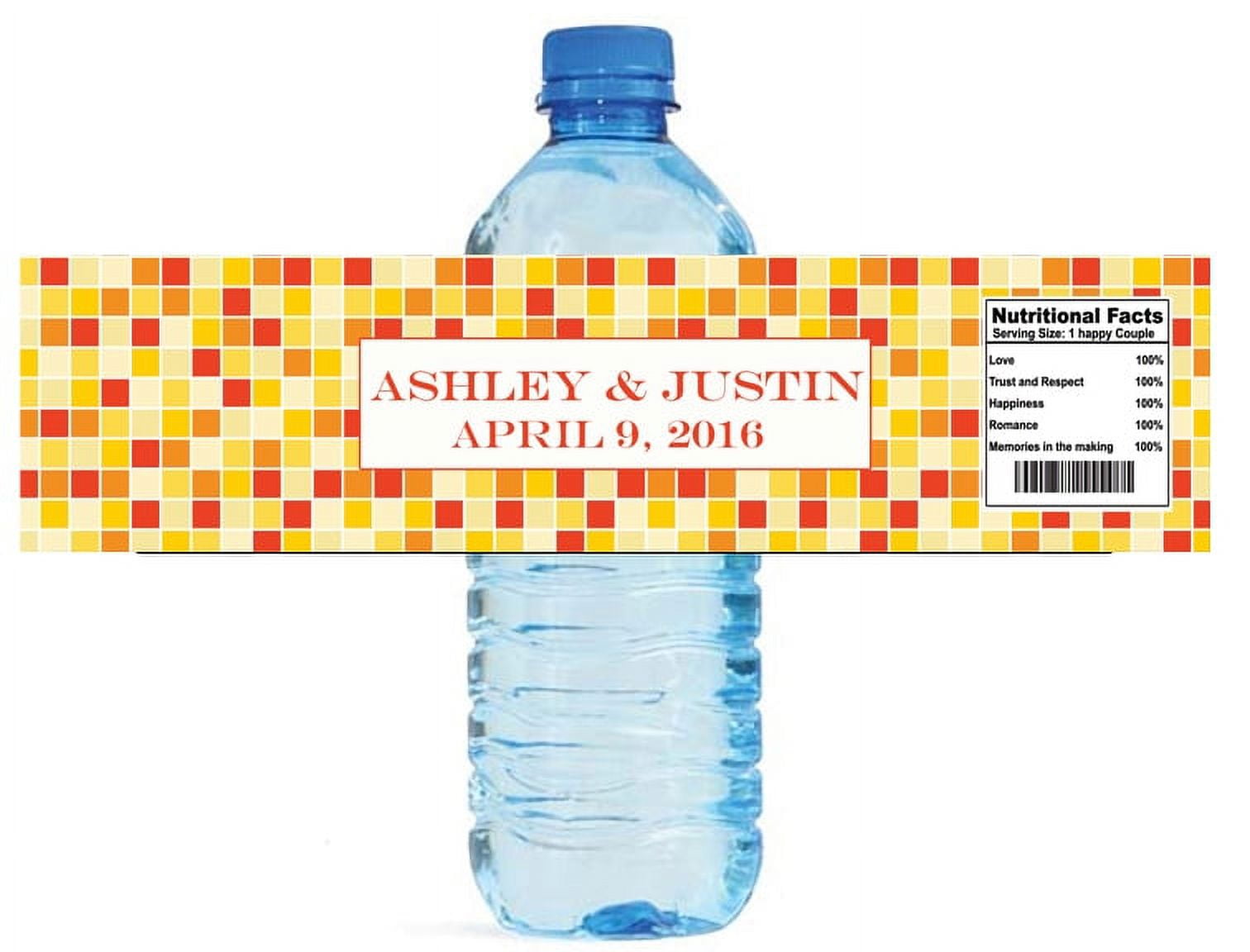 100 Mosaic Buttercup Yellow Wedding Water Bottle Labels Engagement ...