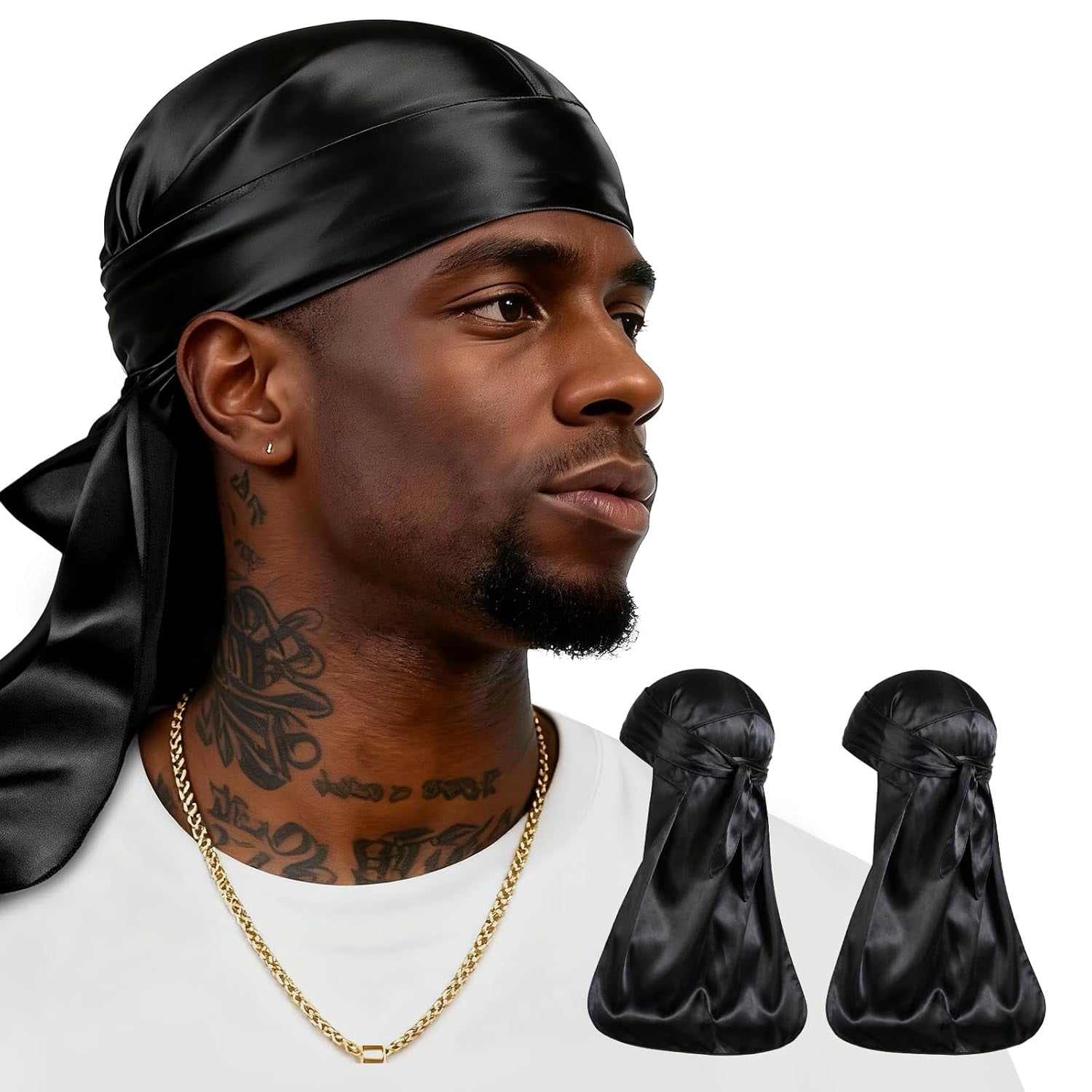 100% Mulberry Silk Durag for Men & Women, 22 Momme Silky Durag for Hair ...