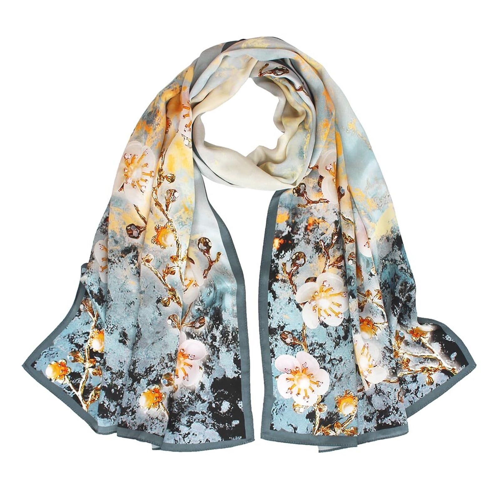 100% Mulberry Silk Long Scarf for Women Large Shawls for Headscarf and ...