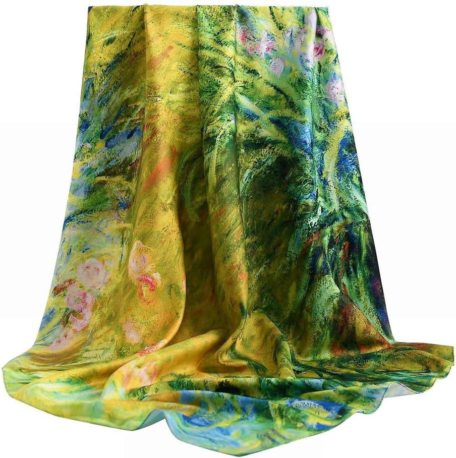 100% Mulberry Silk Scarf-Printed or Solid Color 35” Square Large Silk ...
