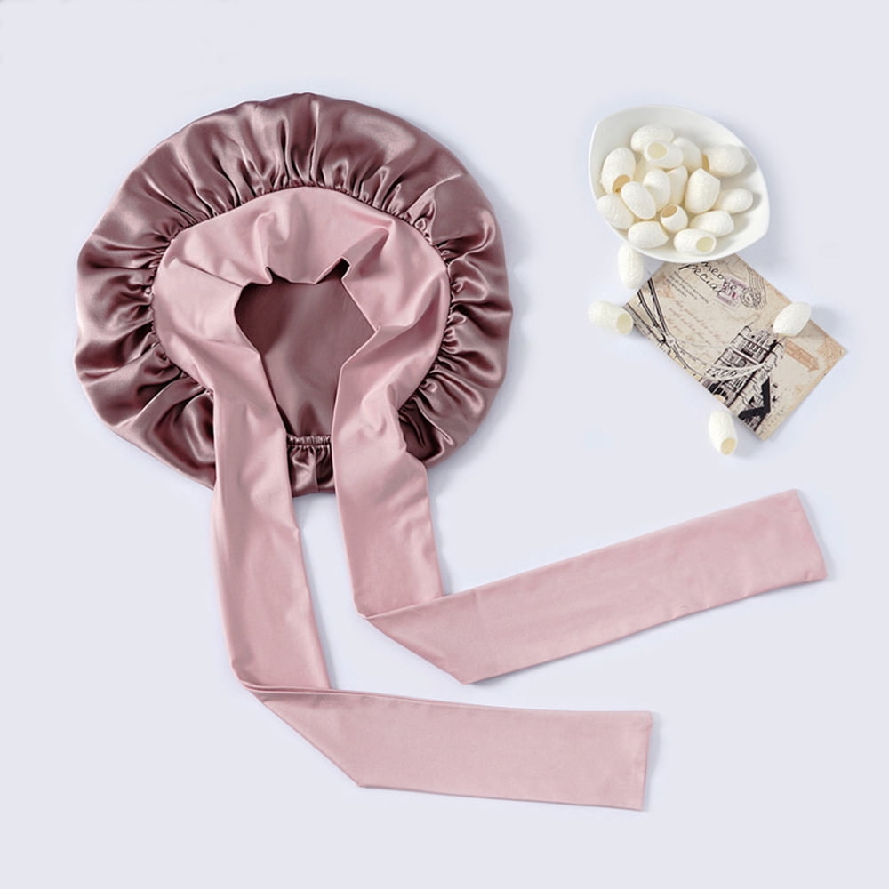 100% Mulberry Silk Sleeping Bonnet for Women Large Sleep Cap with Wide ...