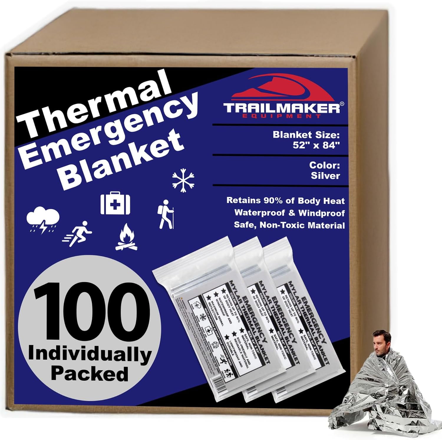 100 Mylar Emergency Survival Blankets Bulk | Emergency Blanket Bulk ...