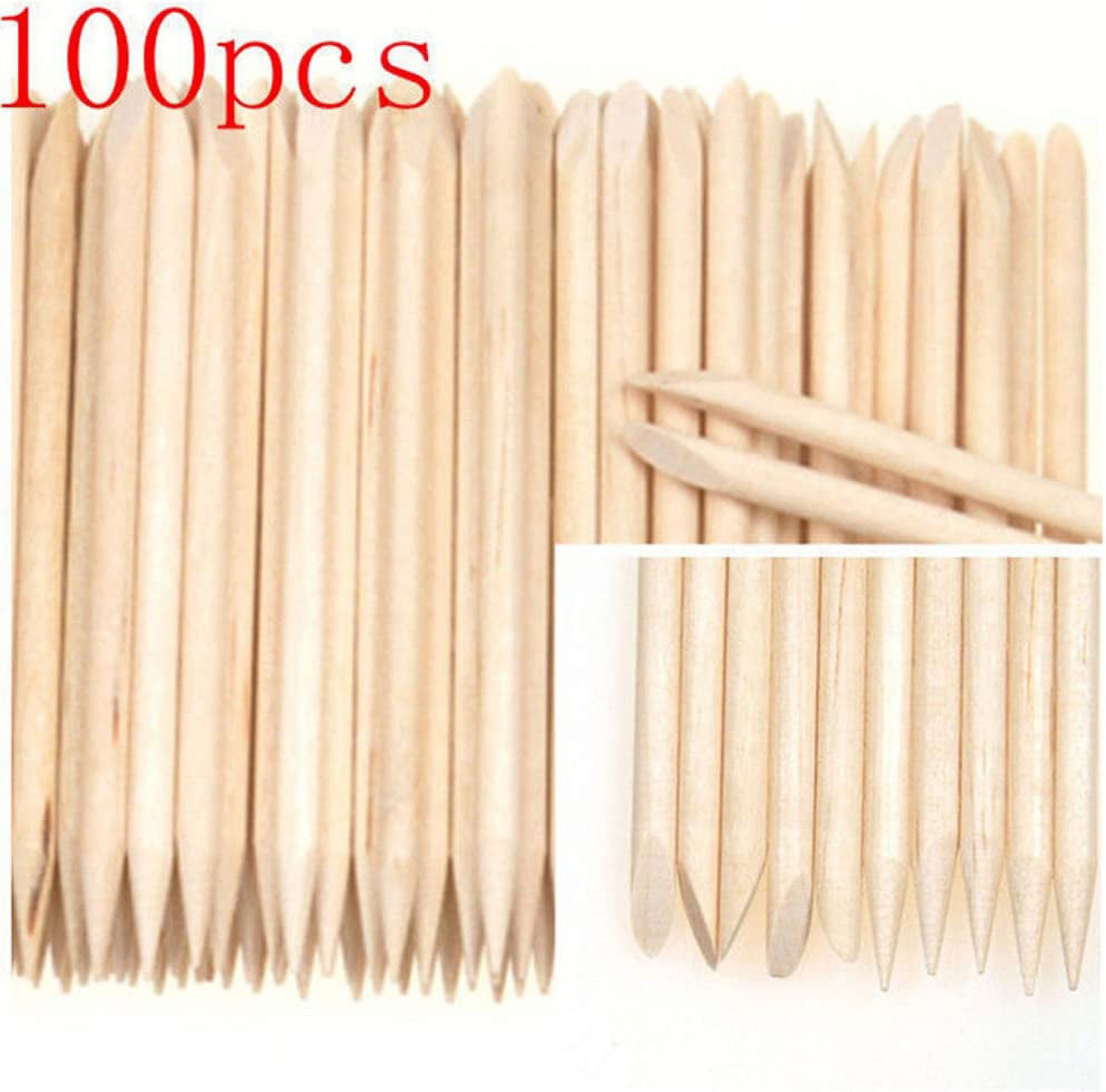 100 Nail Artwork Cuticle Pusher Cleaner Orange Timber Stick Pedicure ...