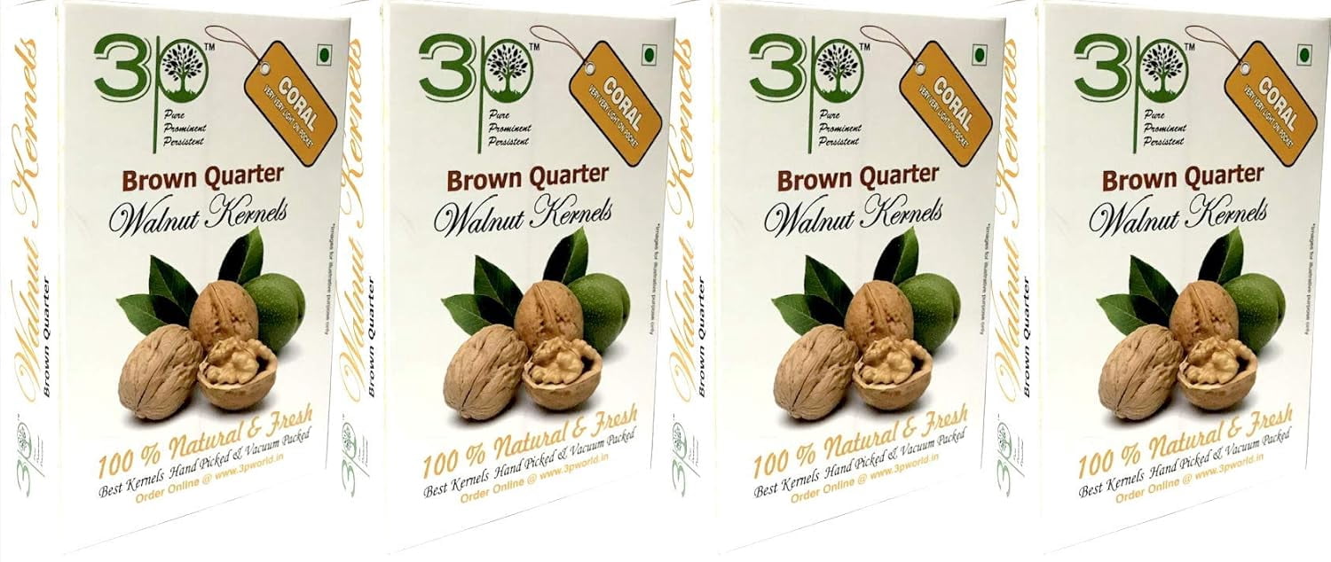 100% Natural Brown Quarter Walnut Kernels By 3P 1kg, (250gm * Pack Of 4 ...