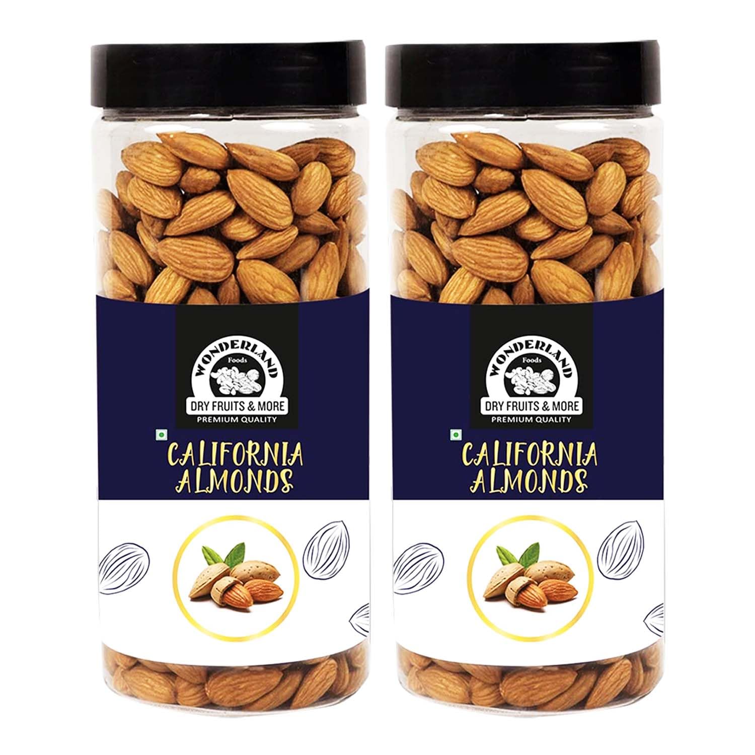 100% Natural California Almonds By Wonderland Foods 1kg, (500gm * Pack Of 2) | Nutritious ...