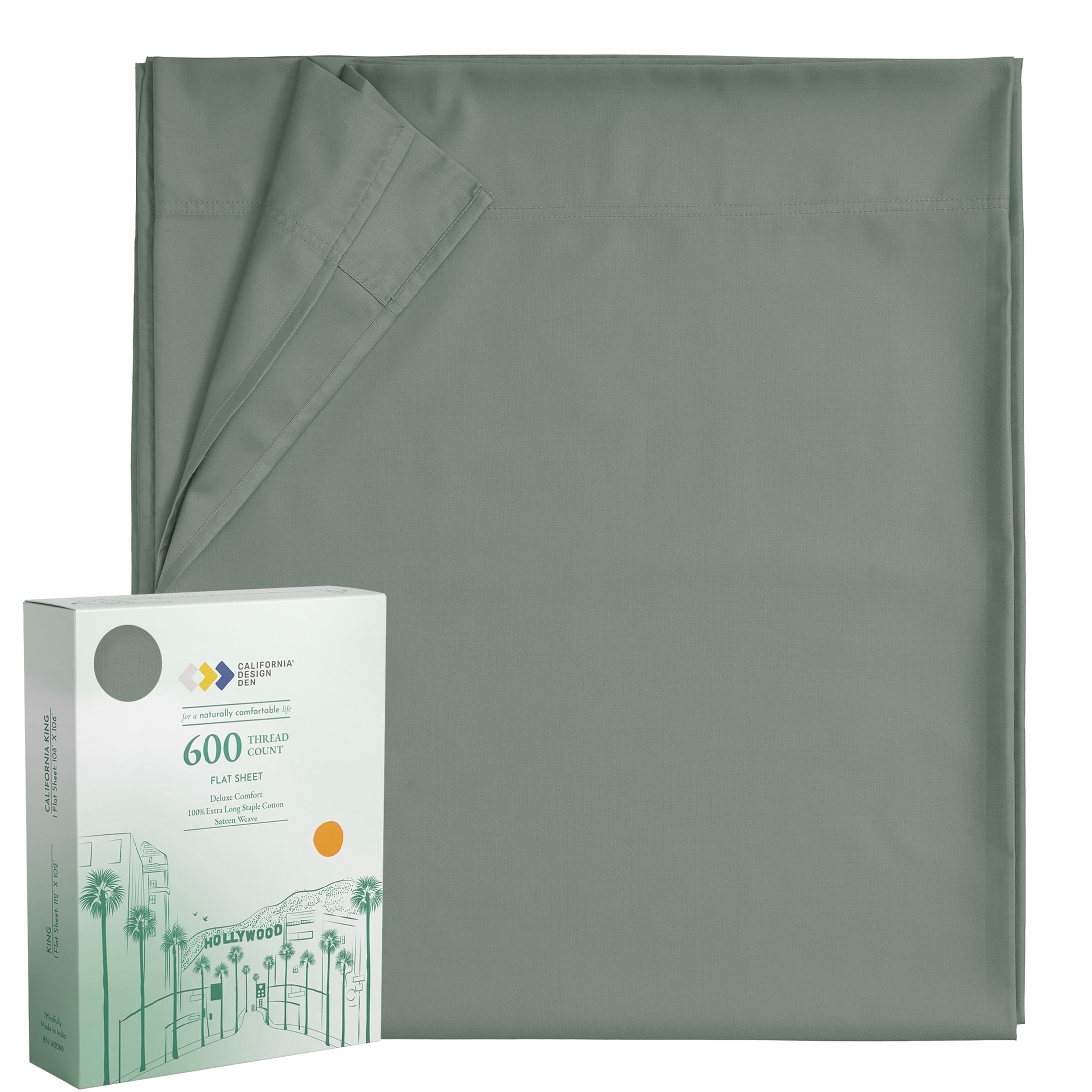 100% Natural Cotton Flat Sheet Only - 600 Thread Count, Soft and Crisp ...