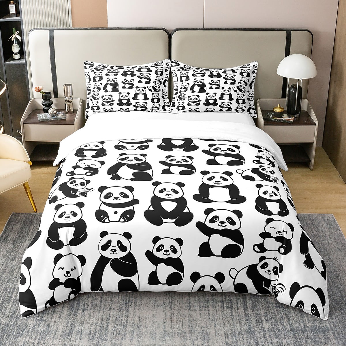 100% Natural Cotton Kids Kawaii Panda Duvet Cover For Childs Boys Girls ...