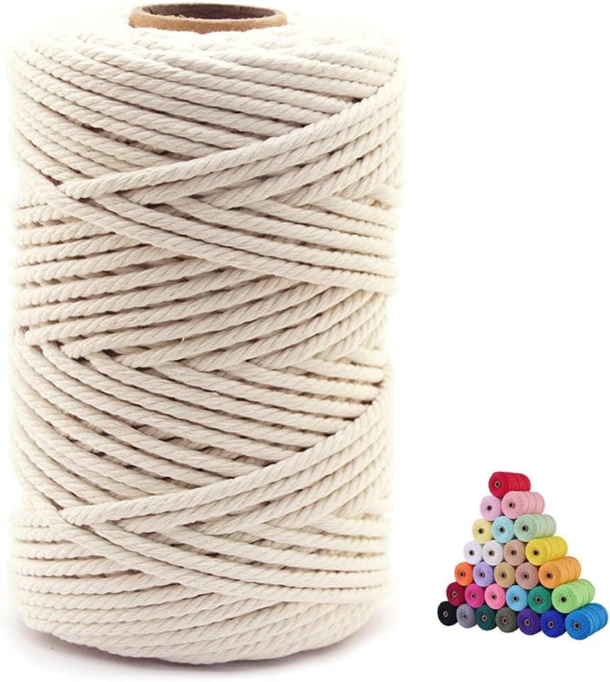 100% Natural Cotton Macrame Cord,3mm x110 Yards Macrame Cords Cotton ...
