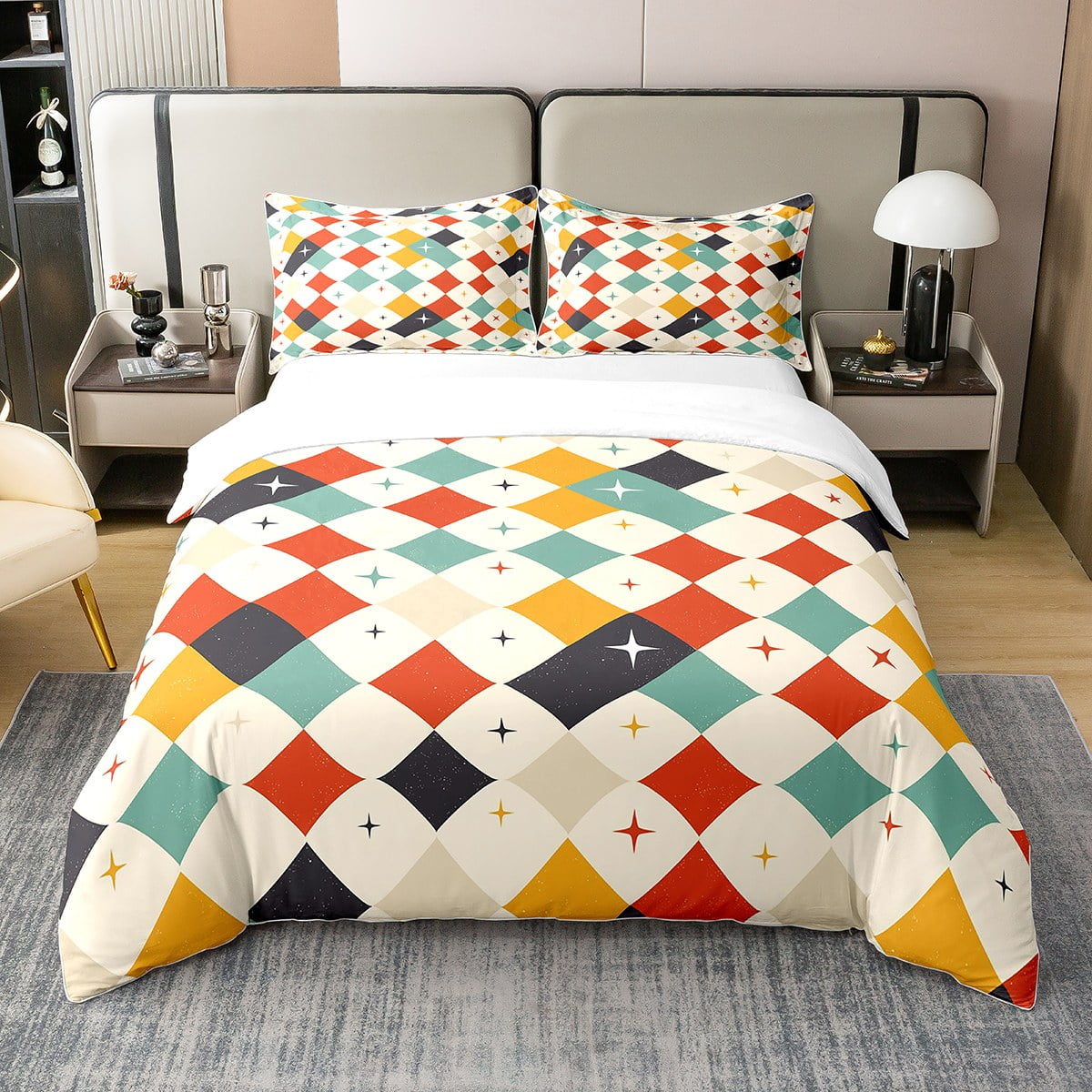 100% Natural Cotton Rainbow Square Duvet Cover Twin Size Colorful ...