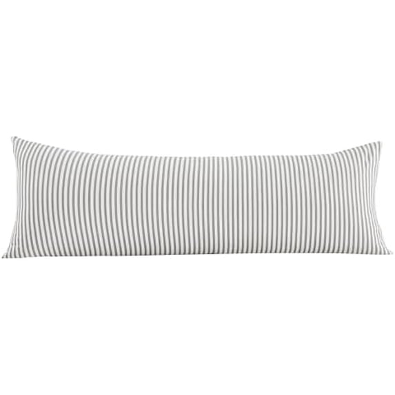 100% Natural Cotton Striped Body Pillowcase, 1 Pack White and Grey ...