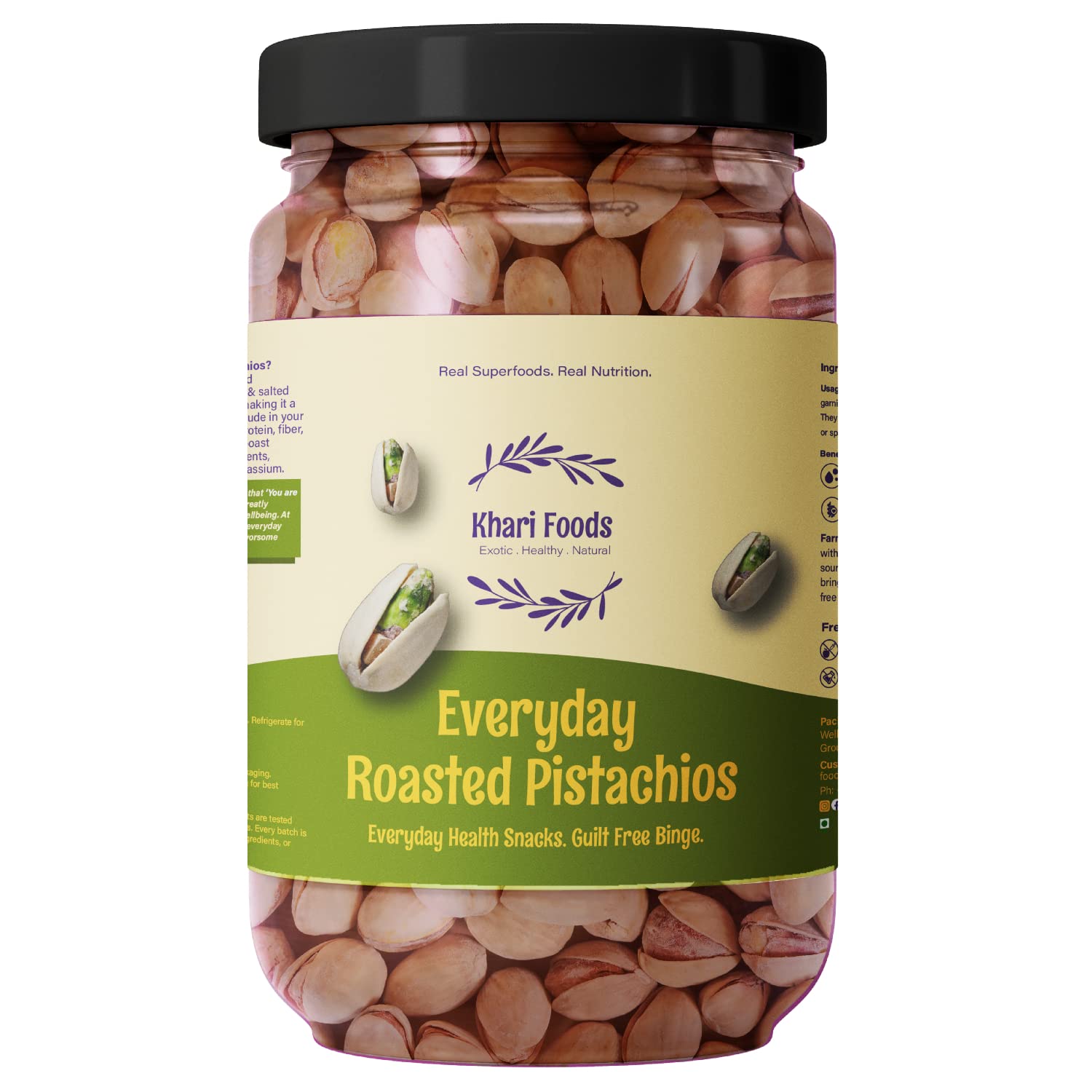 100% Natural Everyday Roasted Pistachios By Khari Foods 500gm, | Rich In Protein Fiber Minerals ...