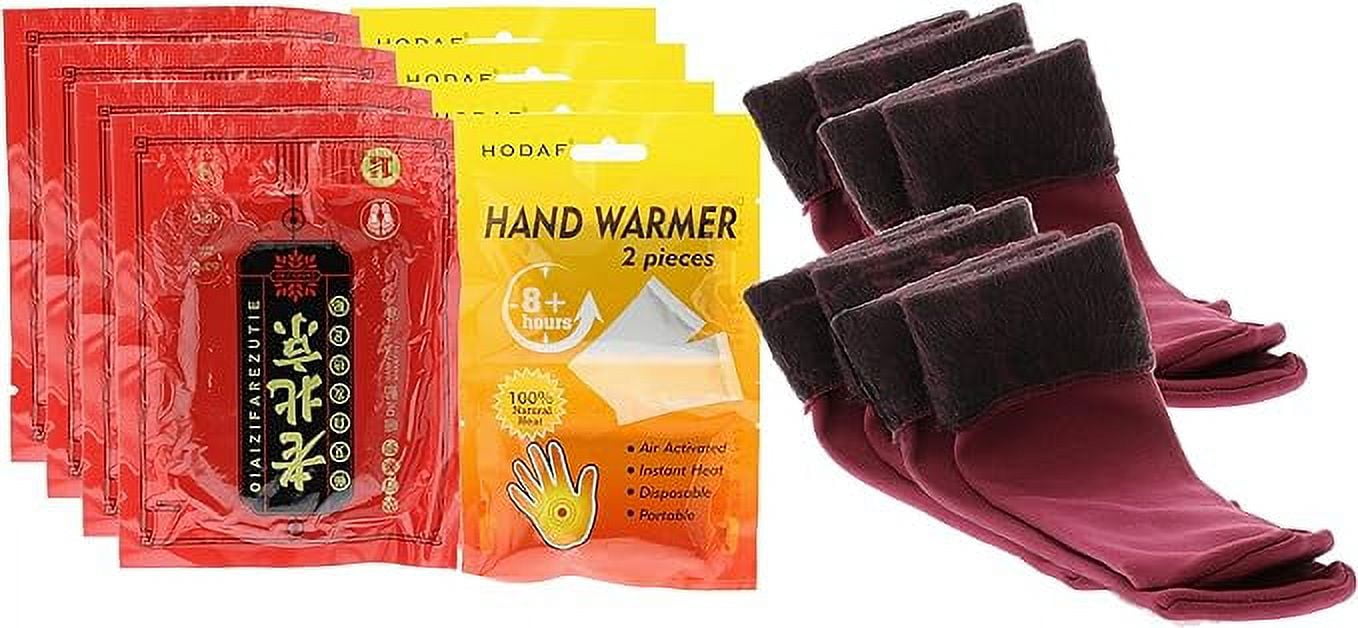 100% Natural Hand Warmer, Toe Warmer, Thermal Socks Bundle (4 Pairs/ea ...