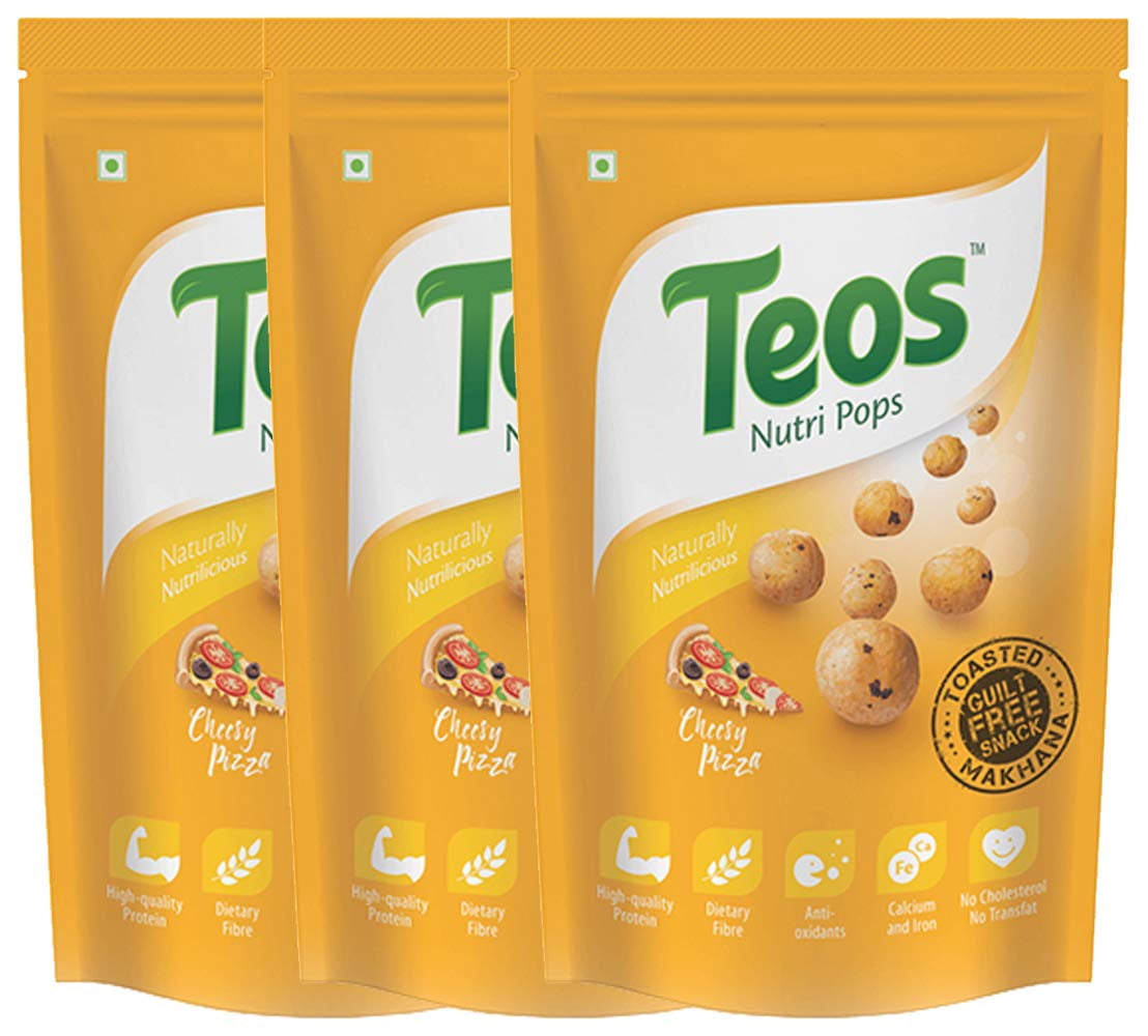 100% Natural Nutri Pops Cheesy Pizza Roasted Makhana By Teos 210gm ...