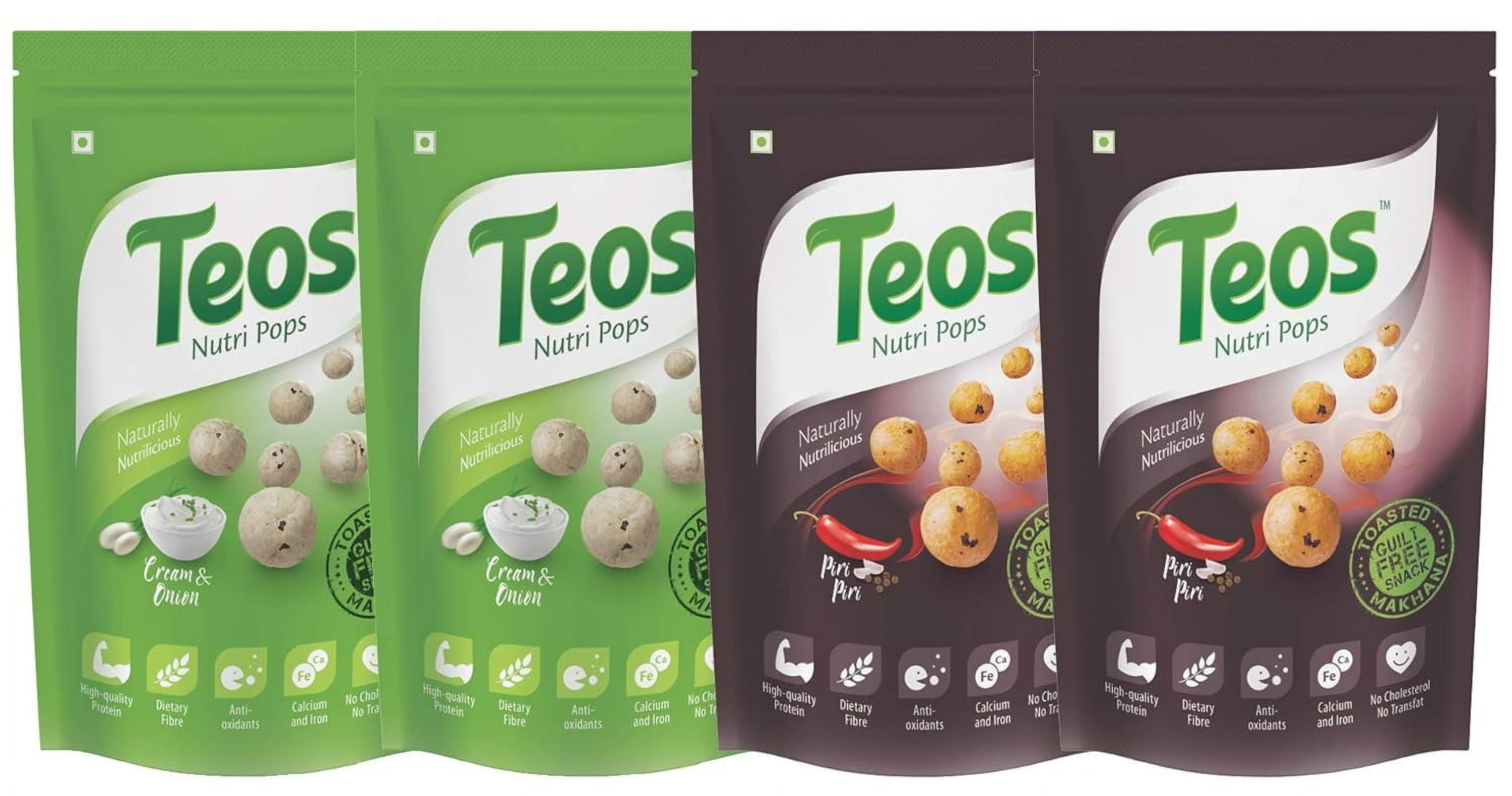 100% Natural Nutri Pops Cream & Onion + Piri Piri Roasted Makhana By ...