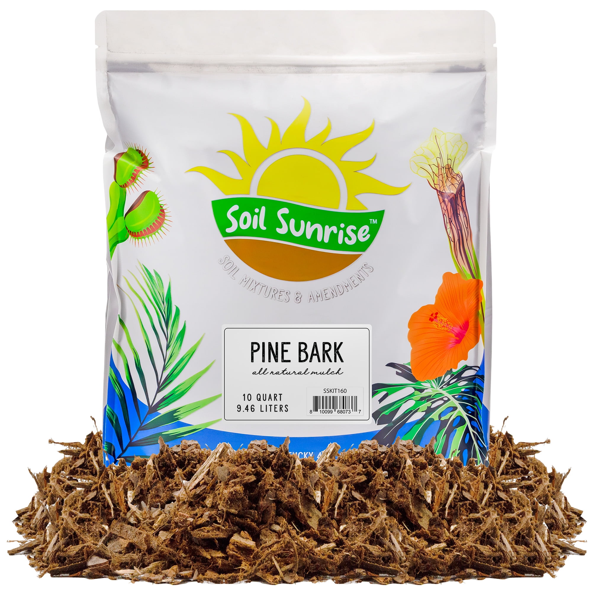Soil Sunrise Natural Pine Bark Mulch Nuggets (10qt), for Indoor/Outdoor ...