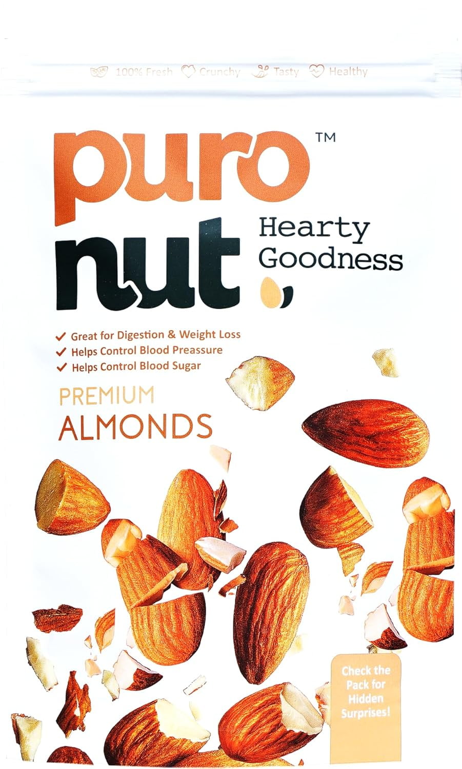 100% Natural Premium Almonds Badam Giri By Puro Nut 1kg, (200gm * Pack ...
