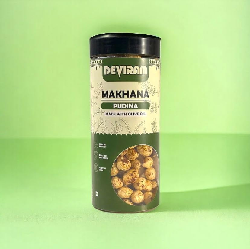 100% Natural Pudina Flavour Makhana By Deviram 90gm, | Crunchy Healthy ...