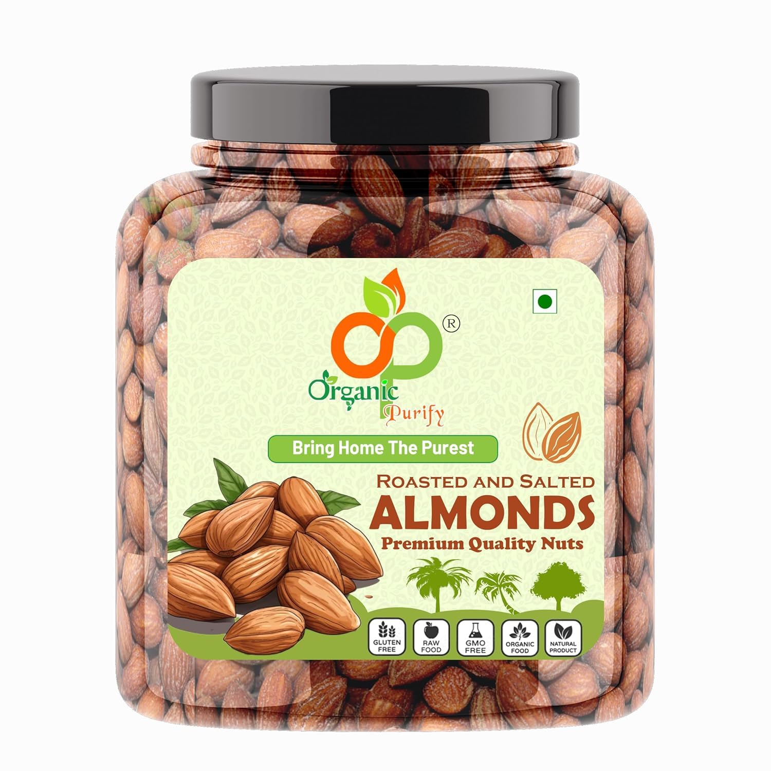 100% Natural Roasted & Salted Almonds By Organic Purify 250gm, | High ...