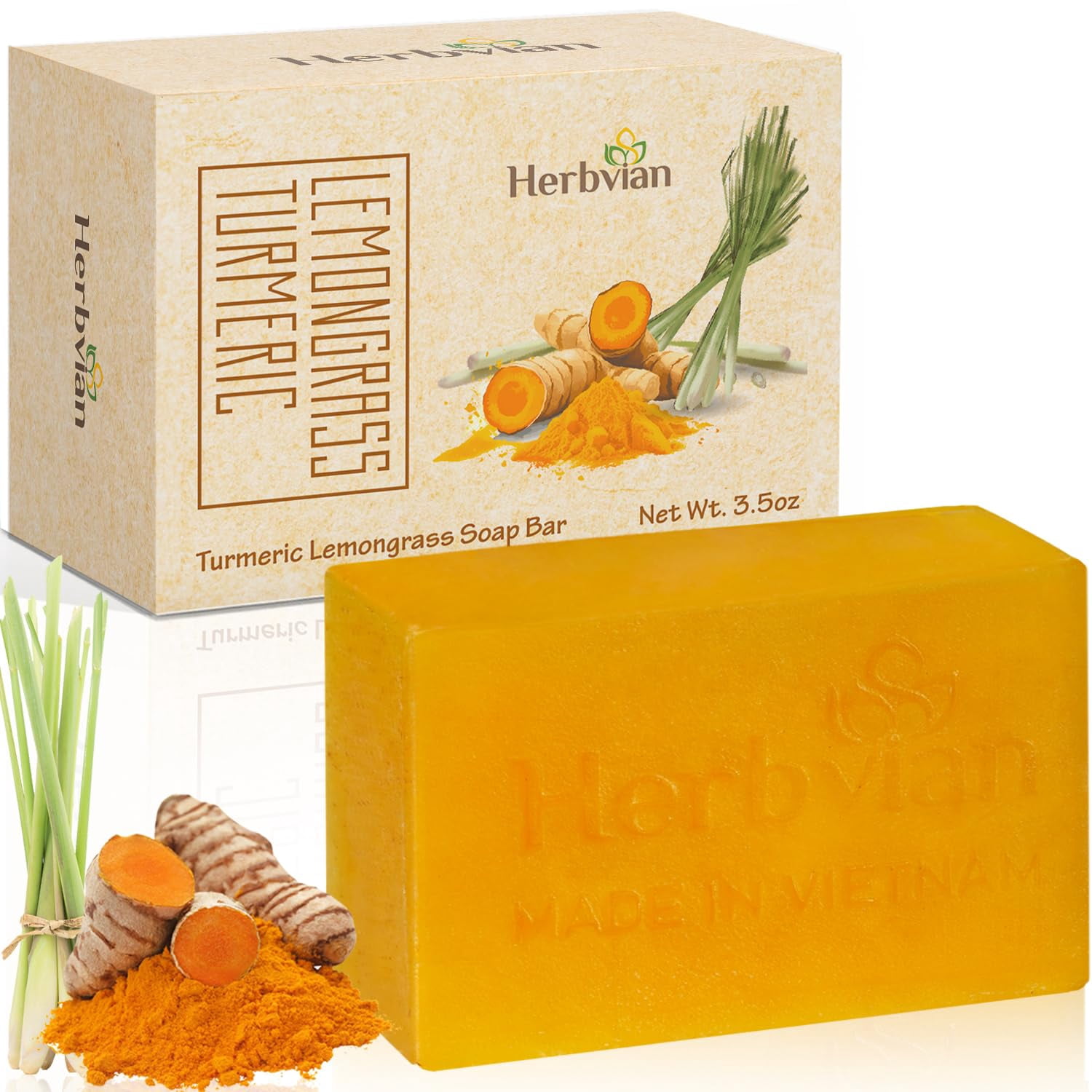 100% Natural Turmeric Soap VTF5 Bar for Face and Body, Lemongrass ...