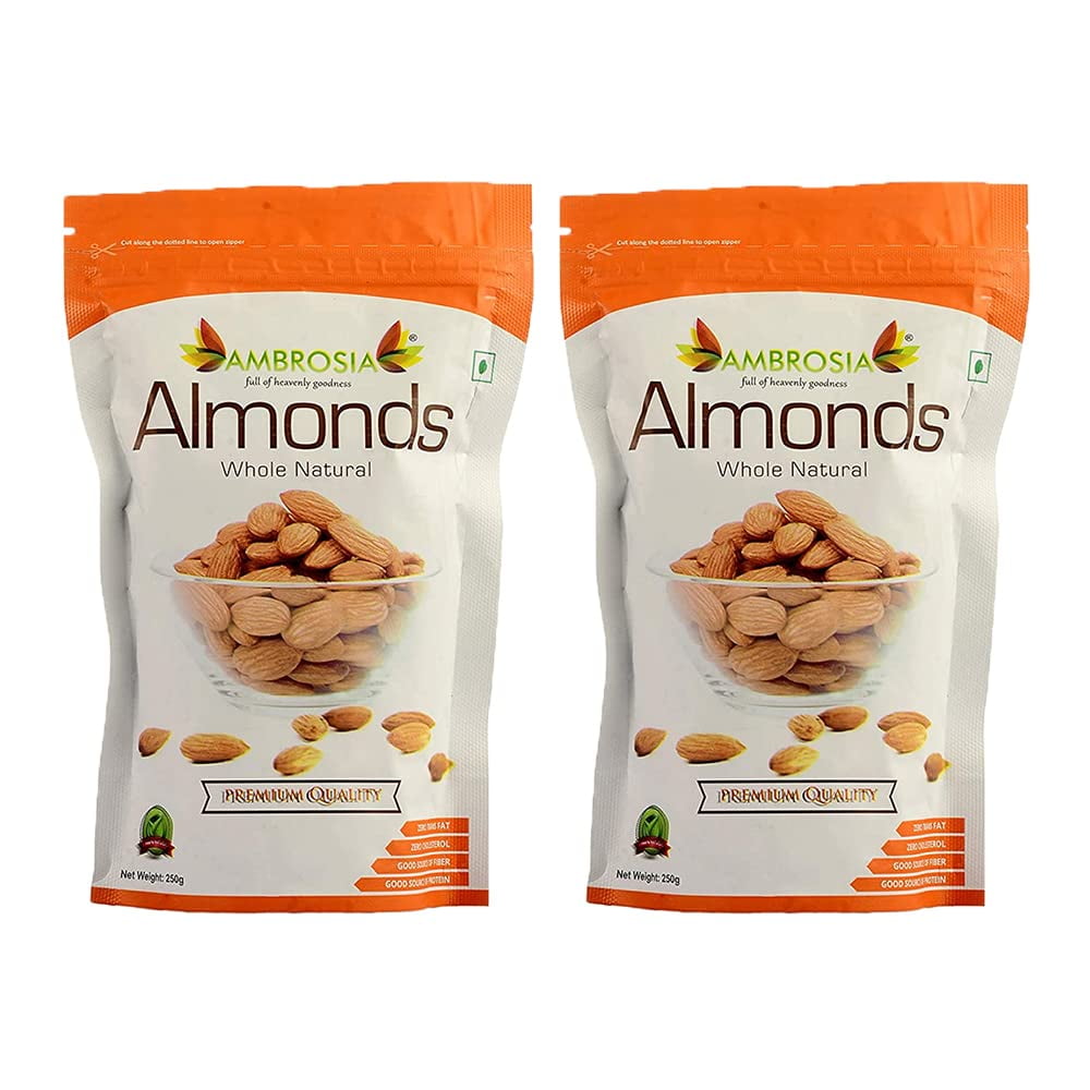 100% Natural Whole Almonds By Ambrosia 500gm, (250gm * Pack Of 2 ...