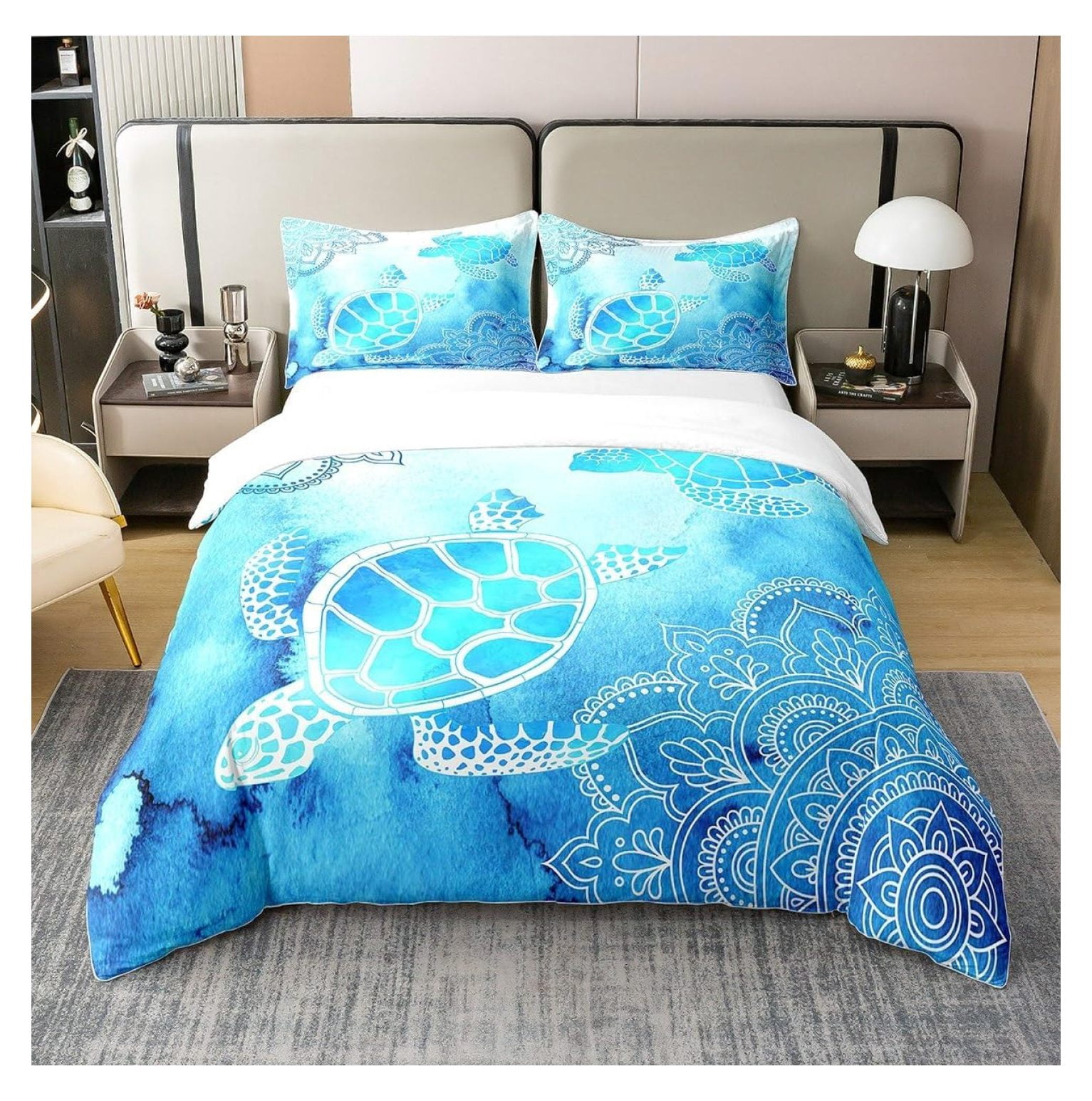 100% Nature Cotton Sea Turtle Duvet Cover Full Size for Teens Youth ...