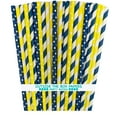 100 Navy Blue and Yellow Stripe, Chevron Paper Straws - Walmart.com