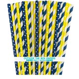 100 Navy Blue and Yellow Stripe, Chevron Paper Straws - Walmart.com