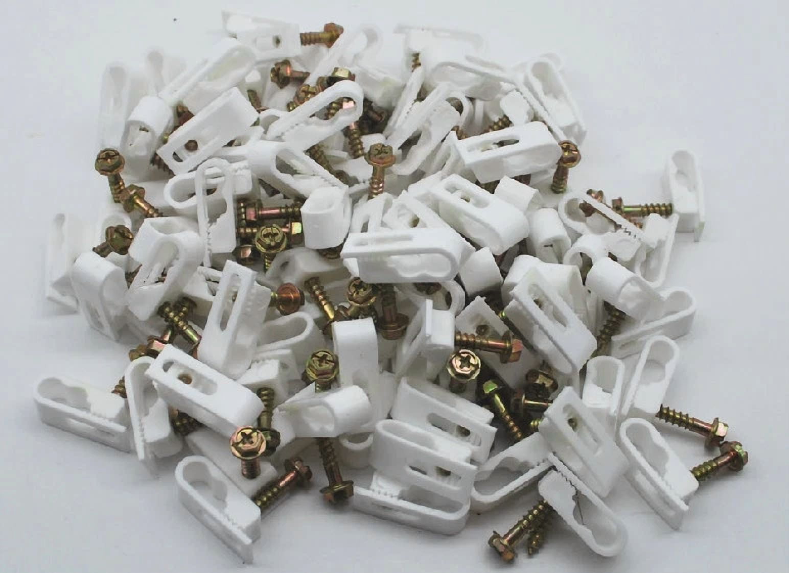 100 New Cabletronix White Dual Flex Clips With Screw Rg6 Wire Ct-Fc2W ...