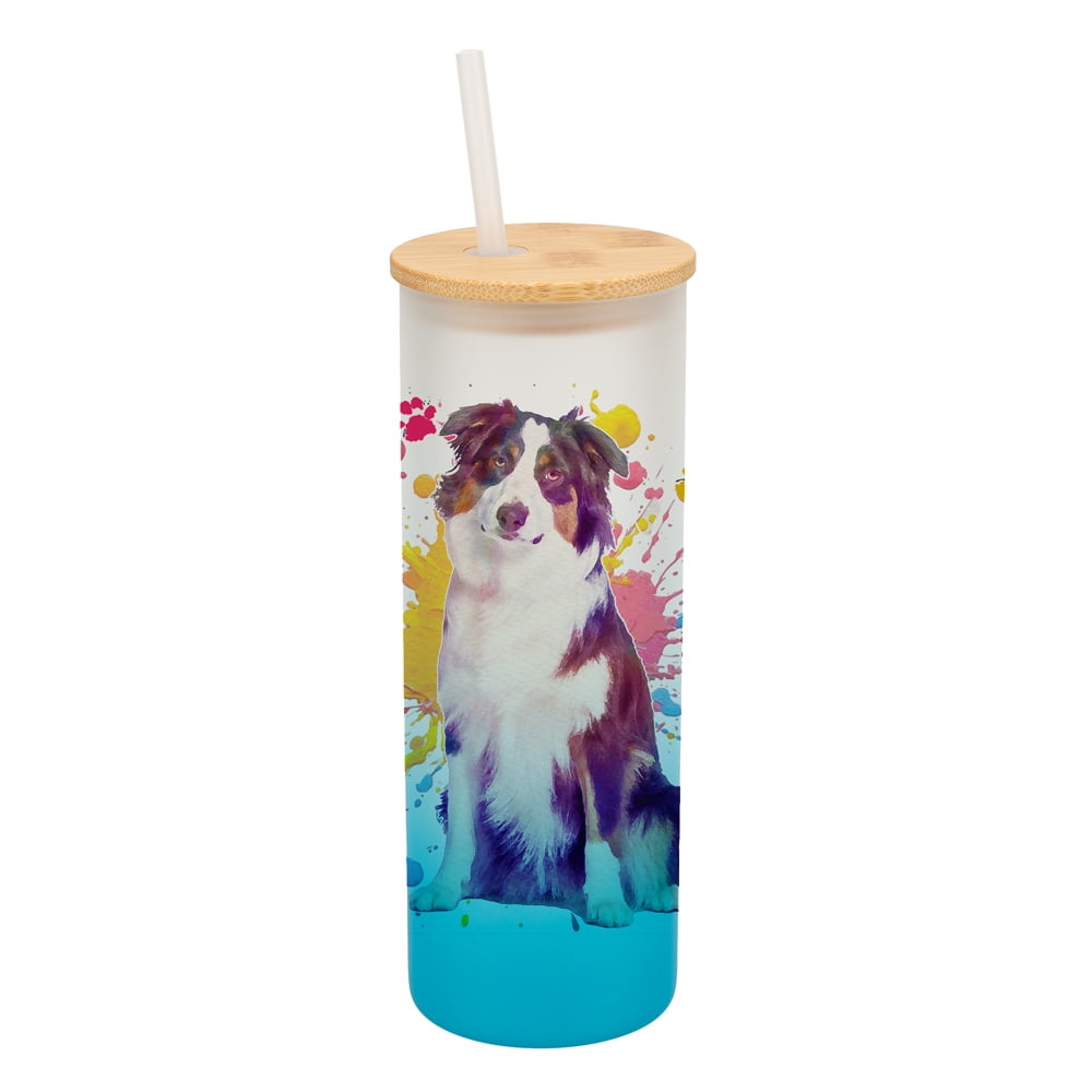 100 North 25 Ounce Frosted Glass Gradient Travel Tumbler With Straw ...