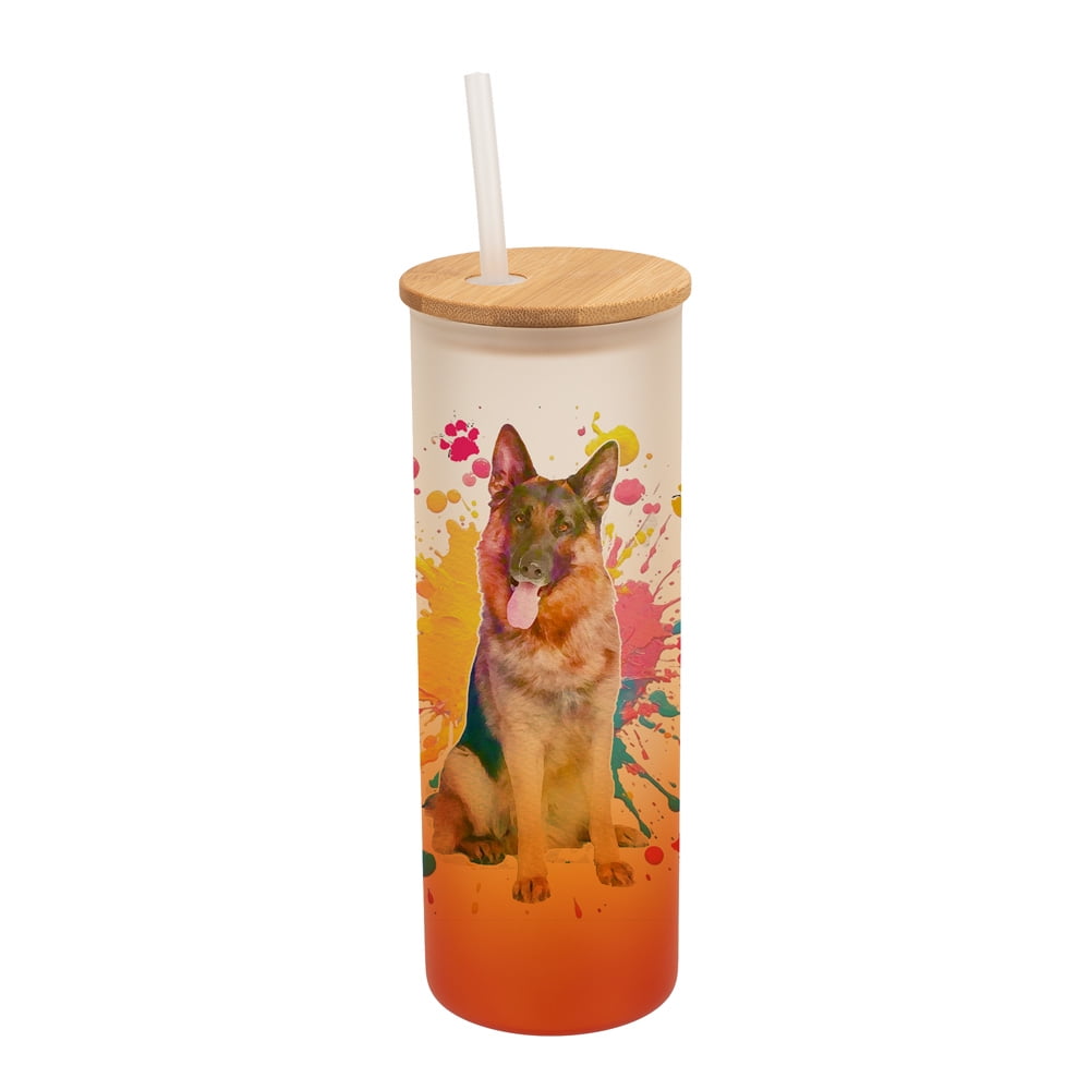 100 North 25 Ounce Frosted Glass Gradient Travel Tumbler With Straw ...