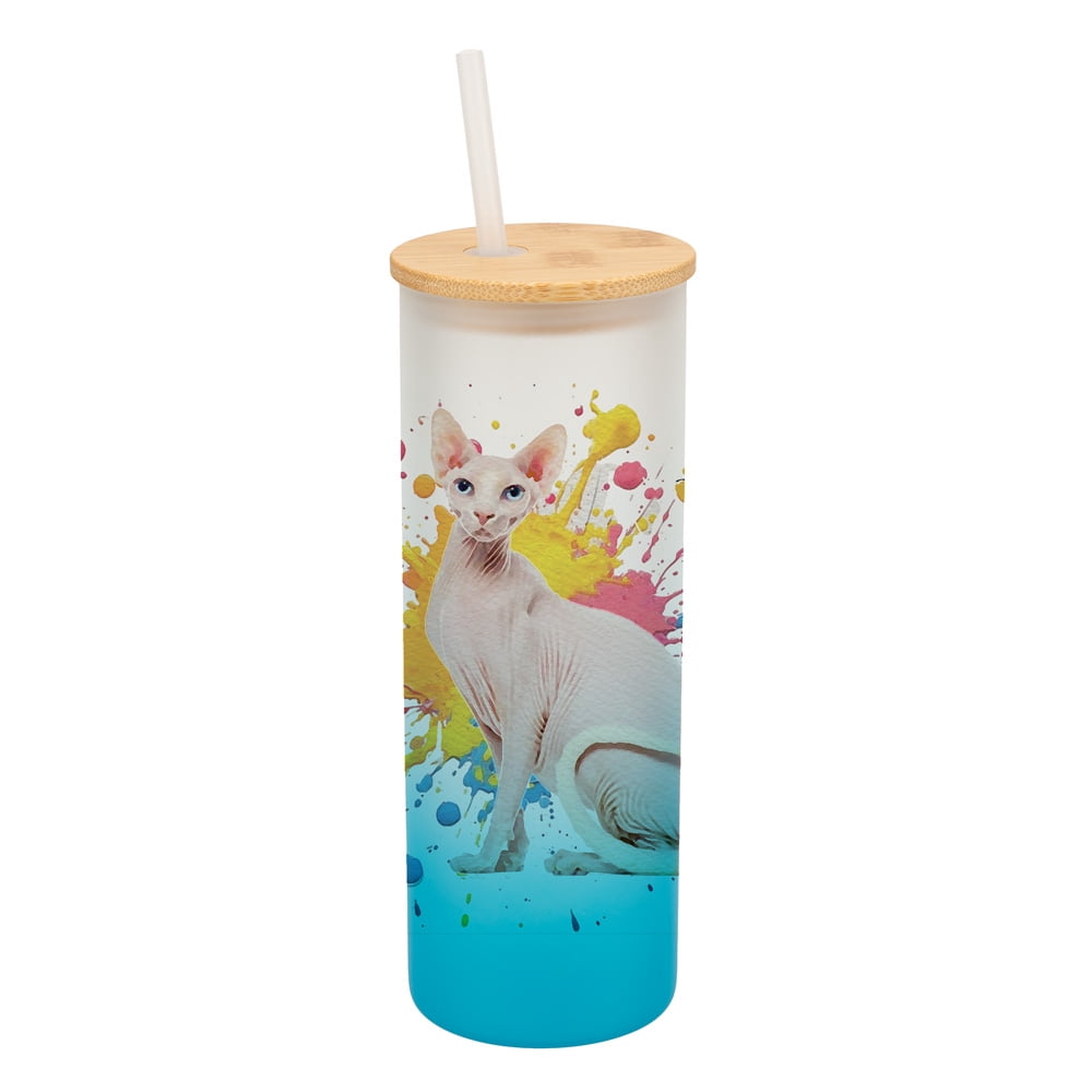 100 North 25 Ounce Frosted Glass Gradient Travel Tumbler With Straw ...