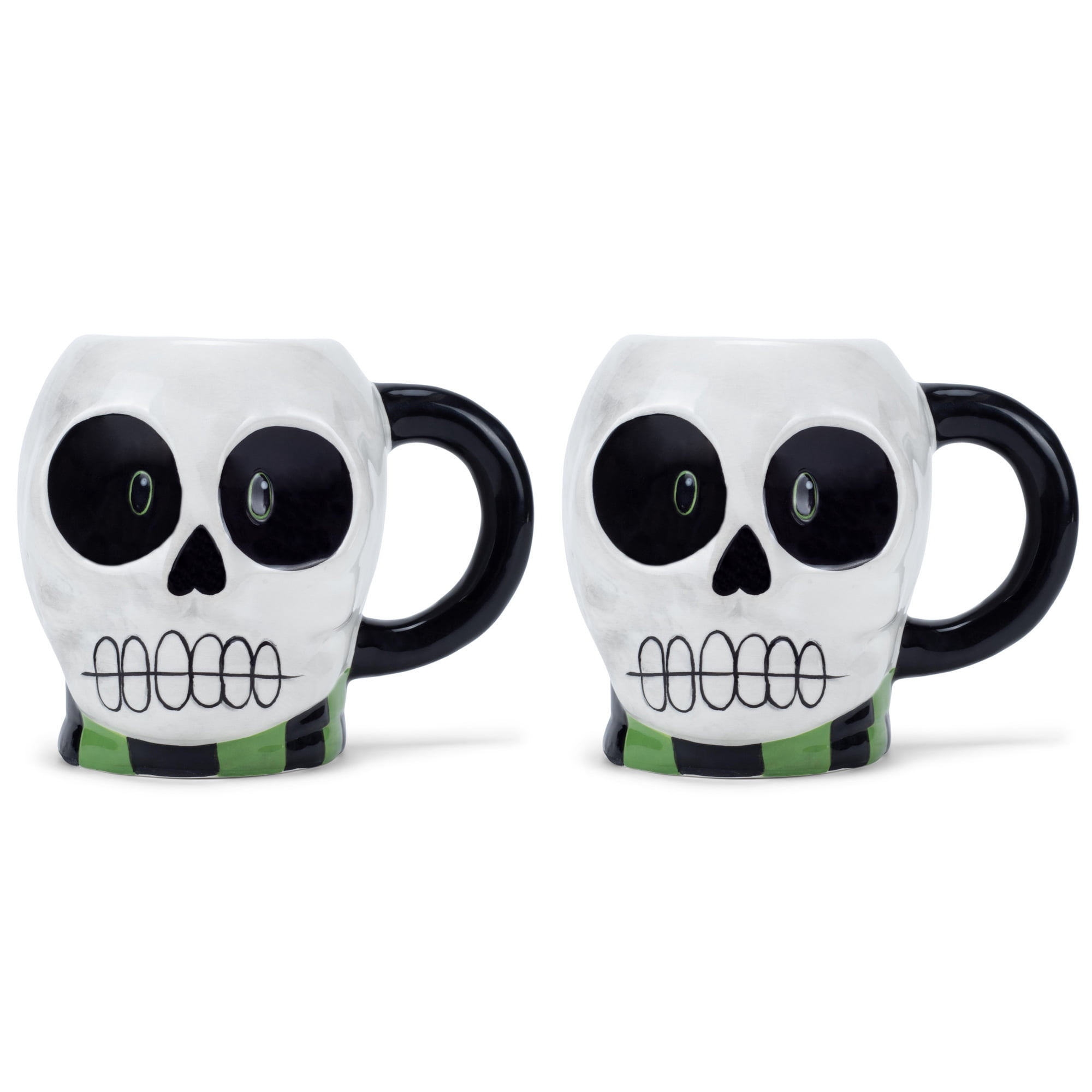 100 North Skull 17 ounce Glossy Ceramic Halloween Character Mugs Pack ...