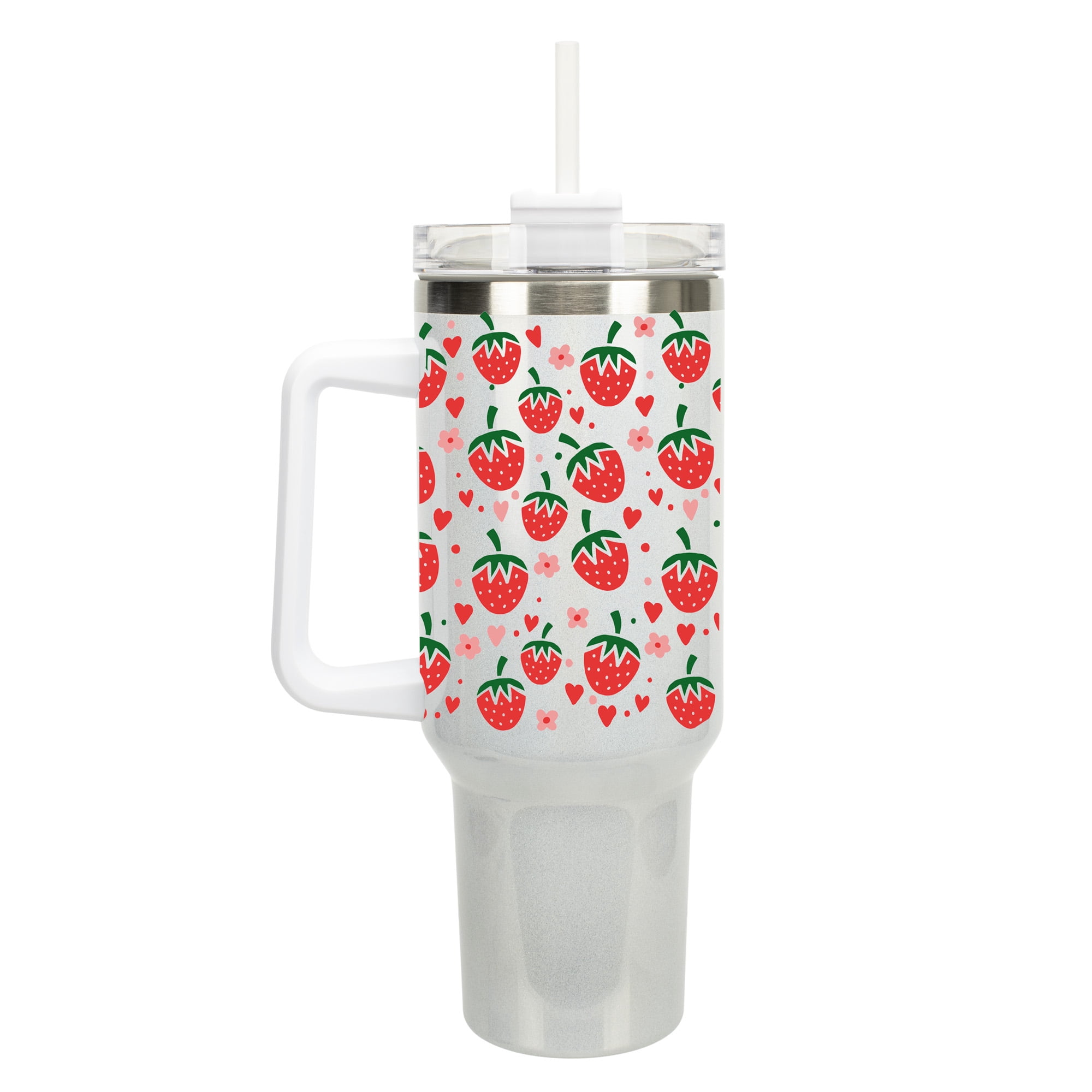 100 North Sweet Strawberry Heart Flower Fruit 40 oz. Stainless Steel ...