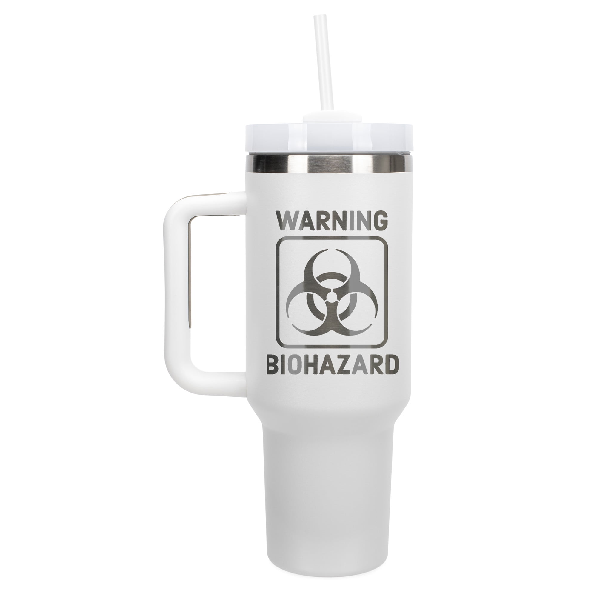 100 North Warning Biohazard Sign Science Humor Wrap-Around 40 Oz ...