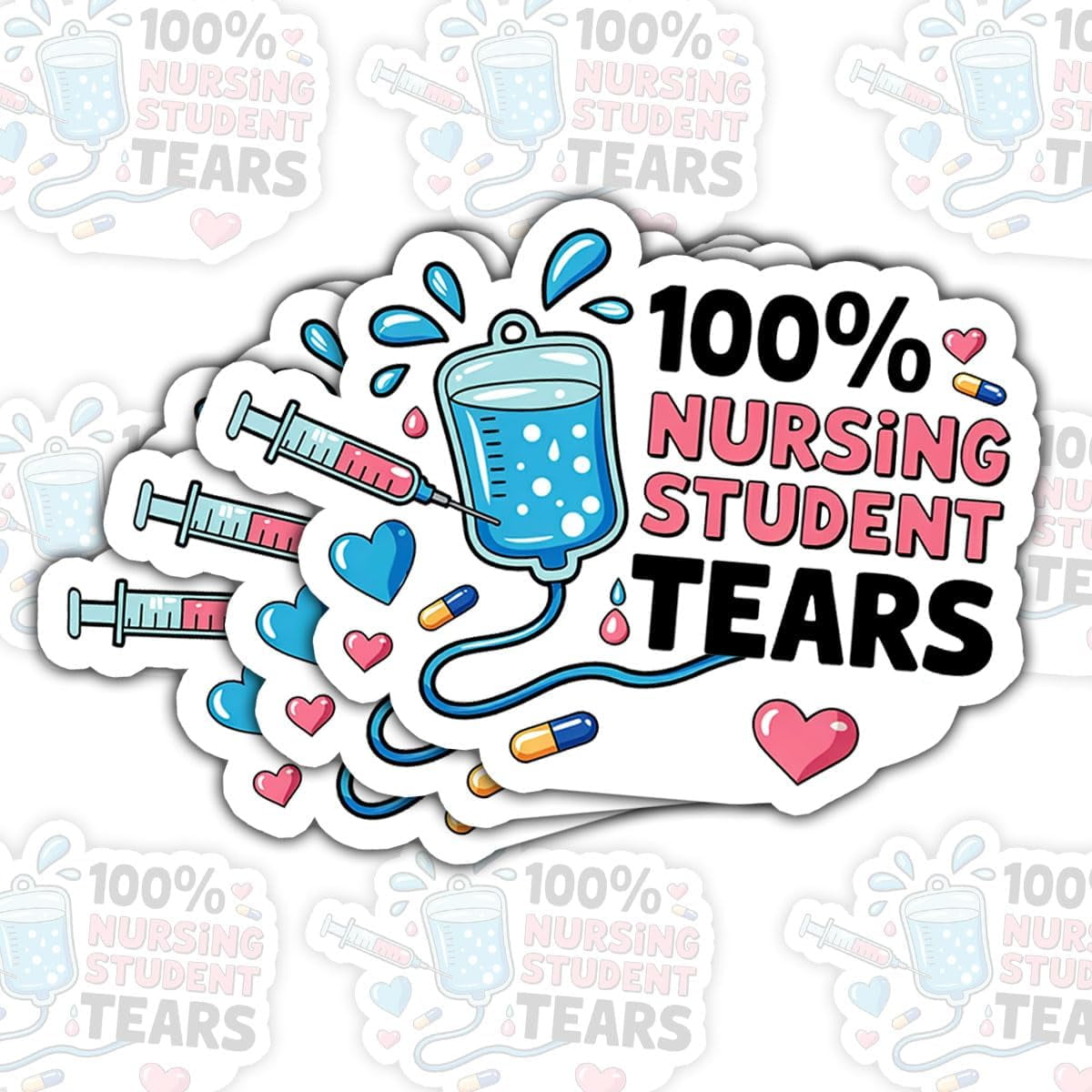 100% Nursing Student Tears 3" Sticker, Nurse Doctor Paramedic Medical ...