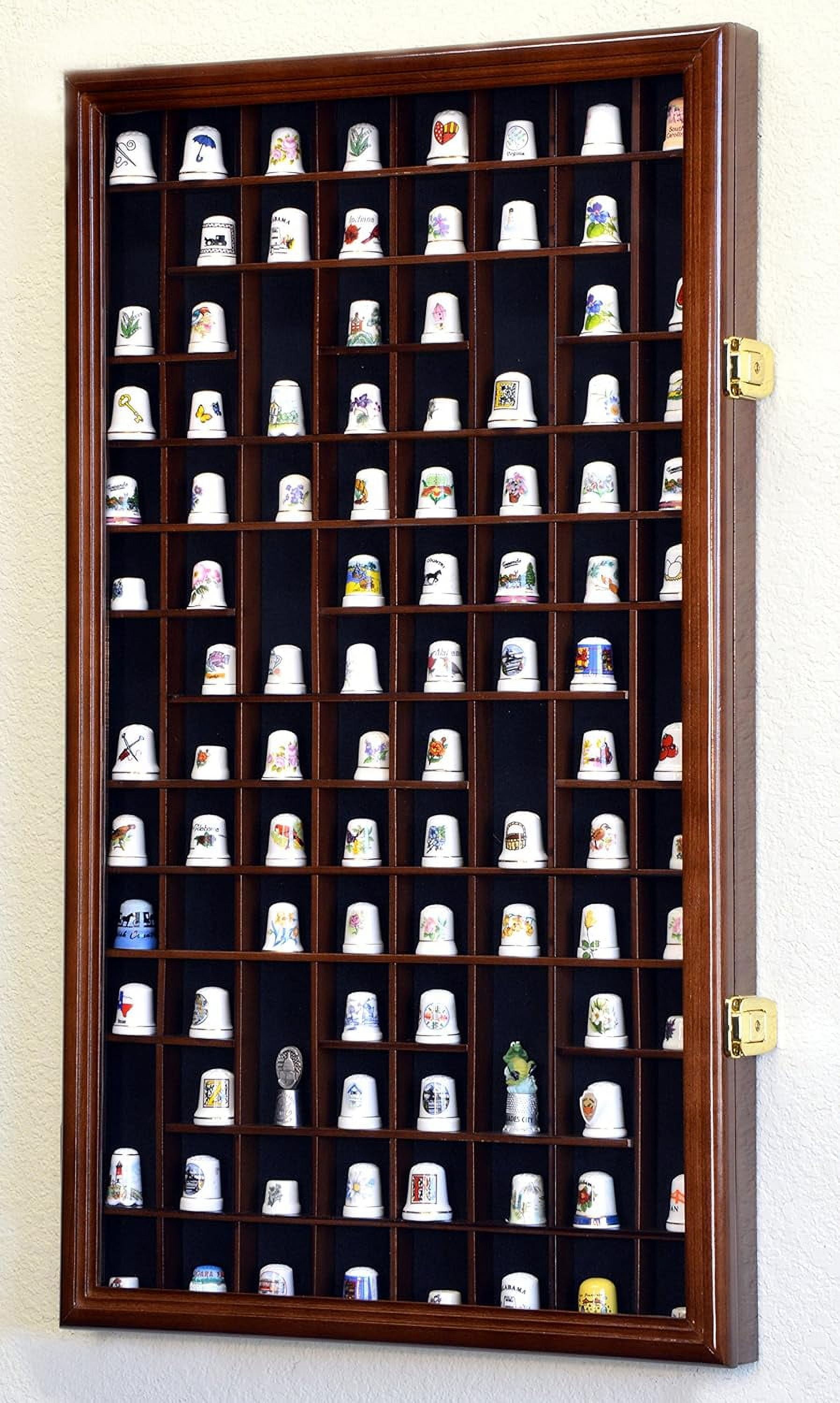 100 Opening Thimble/Small Miniature Display Case Cabinet Holder Wall ...