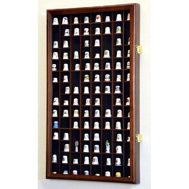 100 Opening Thimble/Small Miniature Display Case Cabinet Holder Wall ...