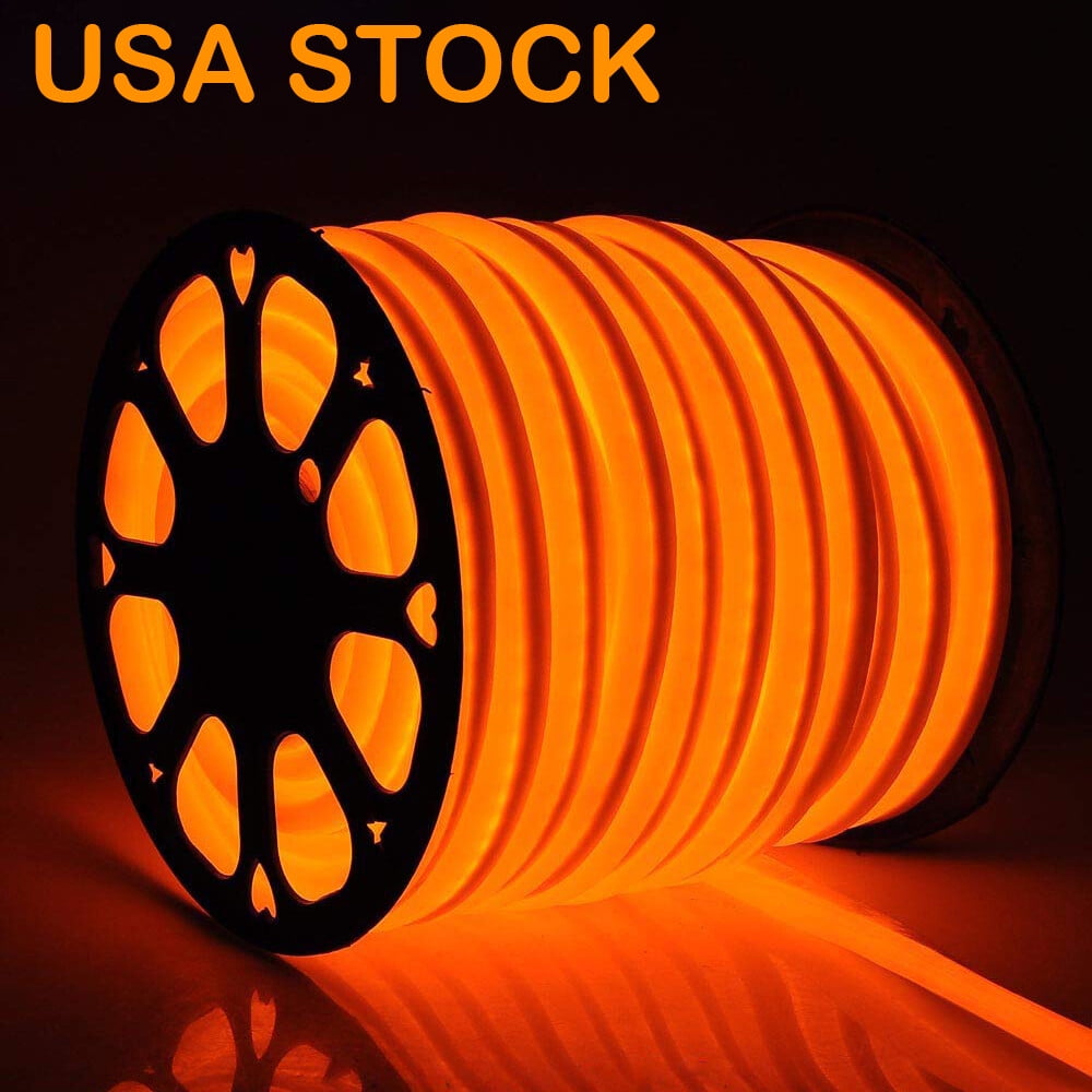 100' Orange LED Neon Rope Light Strip 110V Waterproof Holiday Party ...