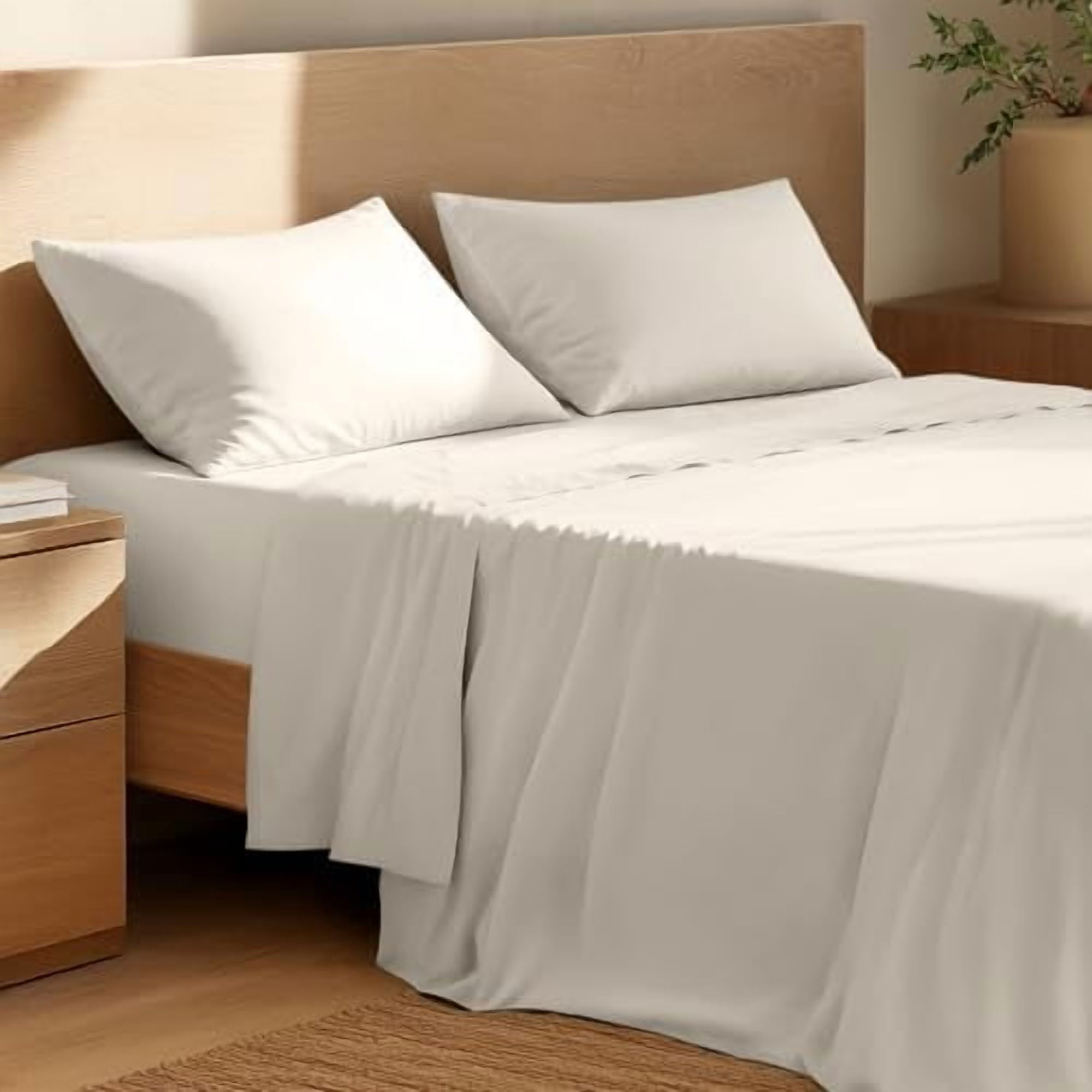 100% Organic Cotton Full Sheet Set - Crisp Percale Weave - Lightweight ...