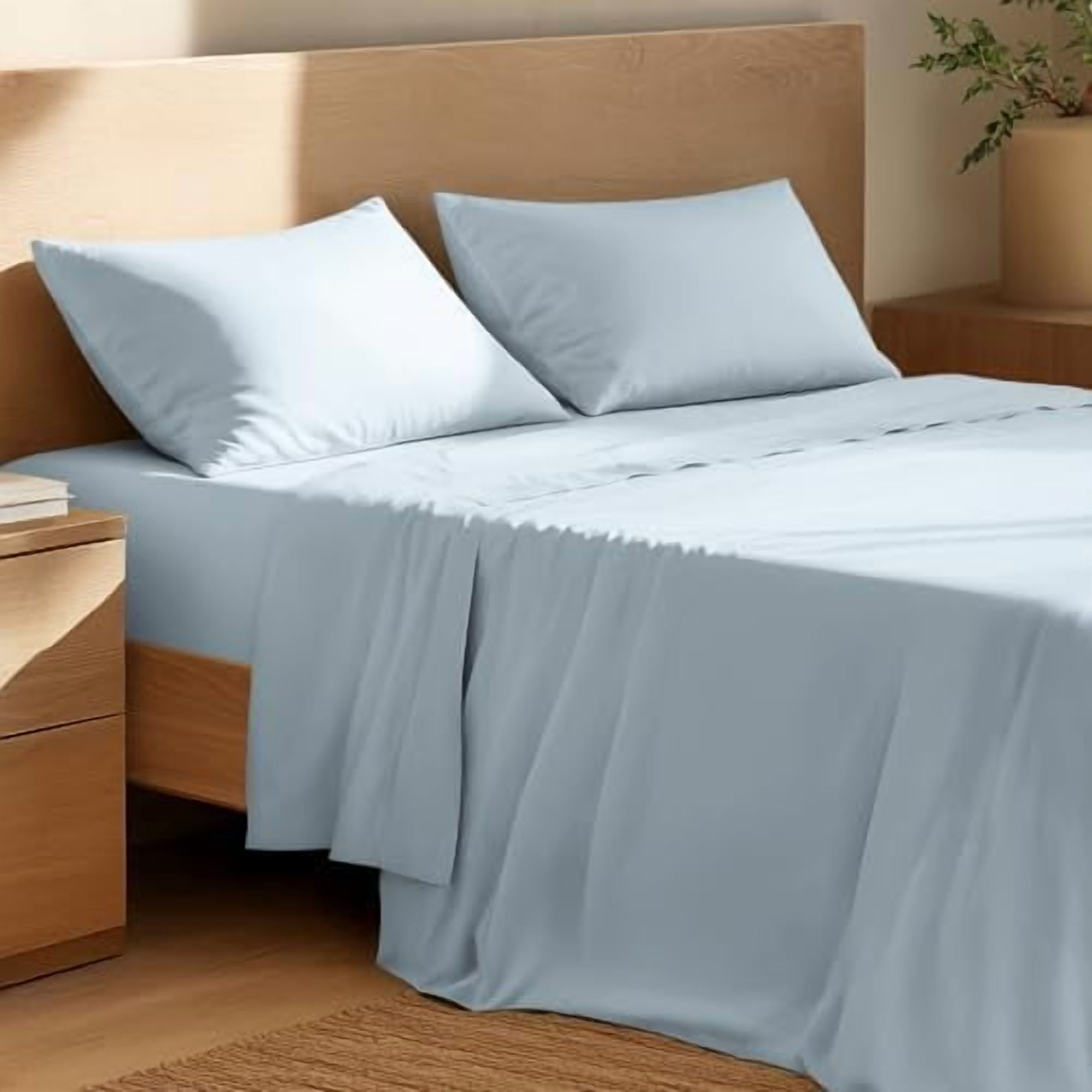 100% Organic Cotton Full Sheet Set - Crisp Percale Weave - Lightweight ...
