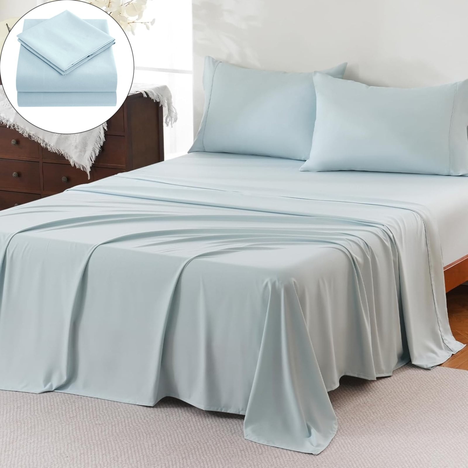 100% Organic Cotton Sheets Set, Pure Organic Cotton Long- Staple ...