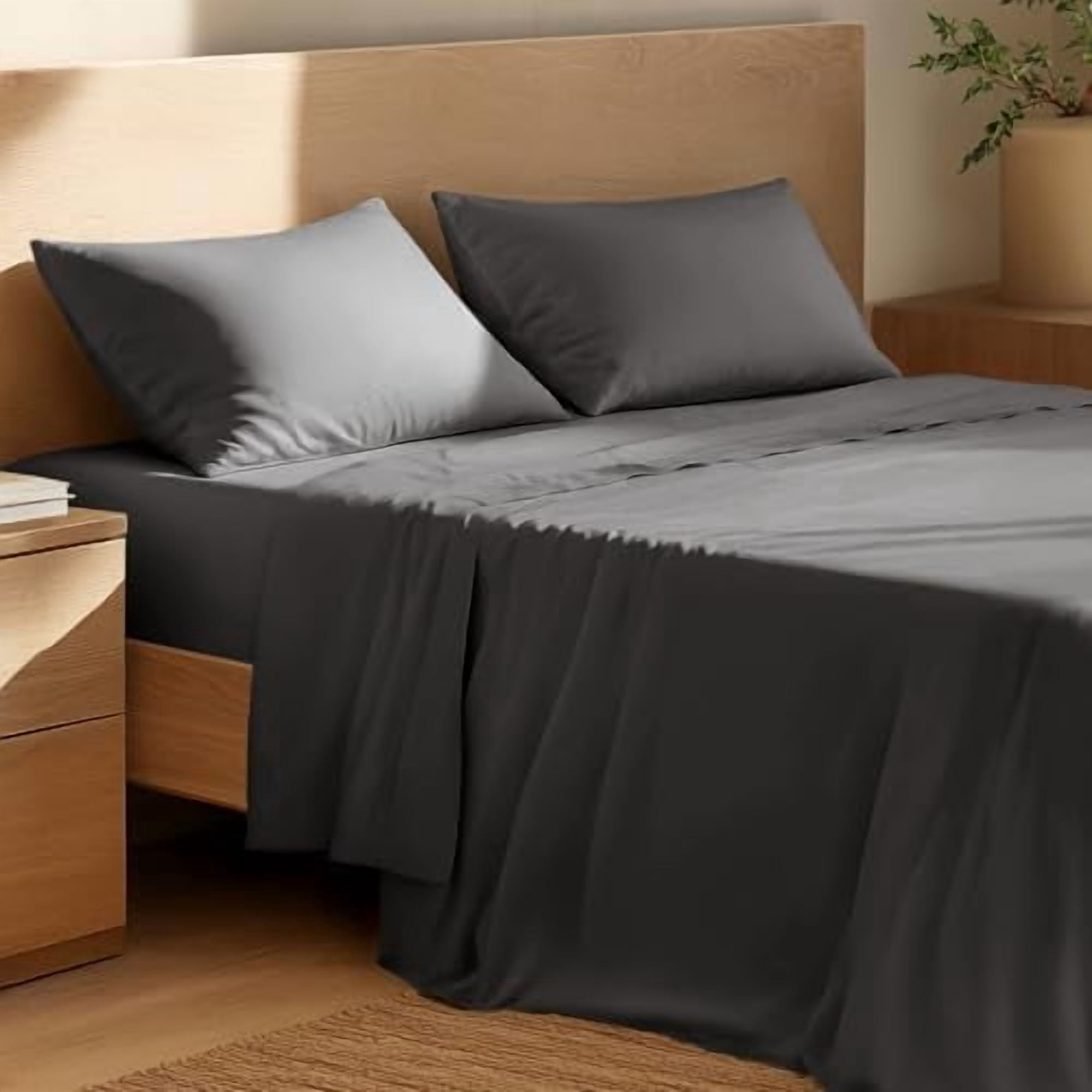 100% Organic Cotton Split Head Flex King Sheet Set - Crisp Percale ...